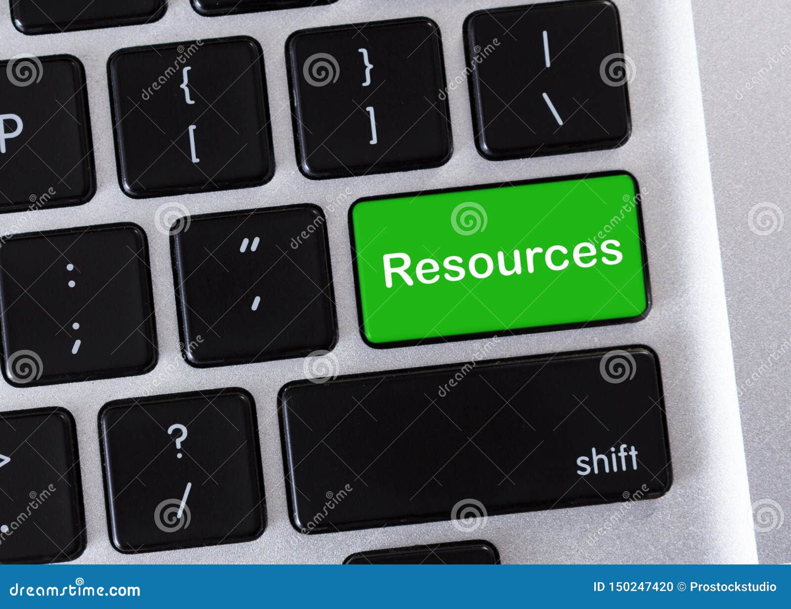 Green Computer Keyboard Button with Resources Word Stock Photo - Image ...