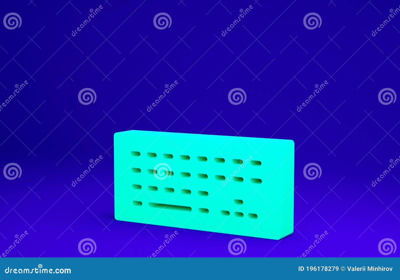 Green Computer Keyboard Icon Isolated on Blue Background. PC Component ...