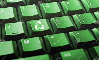 Green Computer Keyboard with Recycle Logo Stock Photo - Image of laptop ...