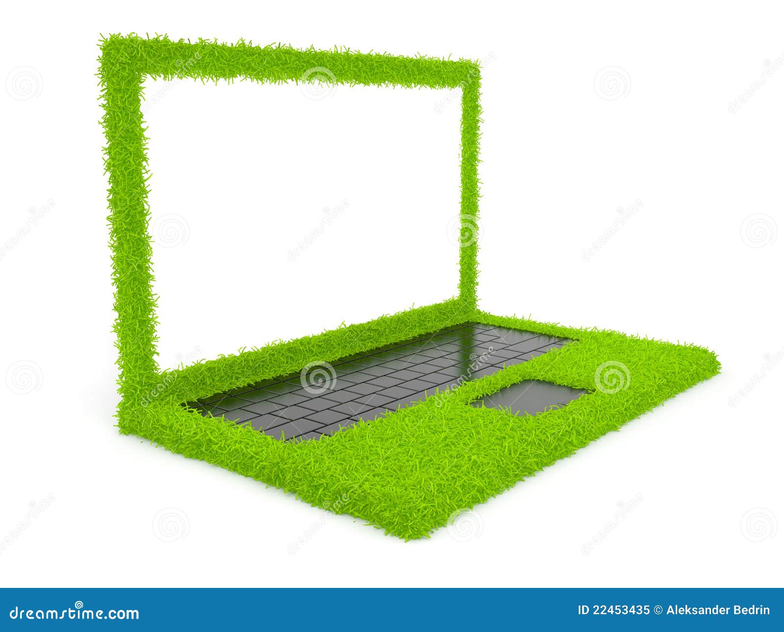 Green Computer Laptop of Grass 3D. on White Stock Illustration ...