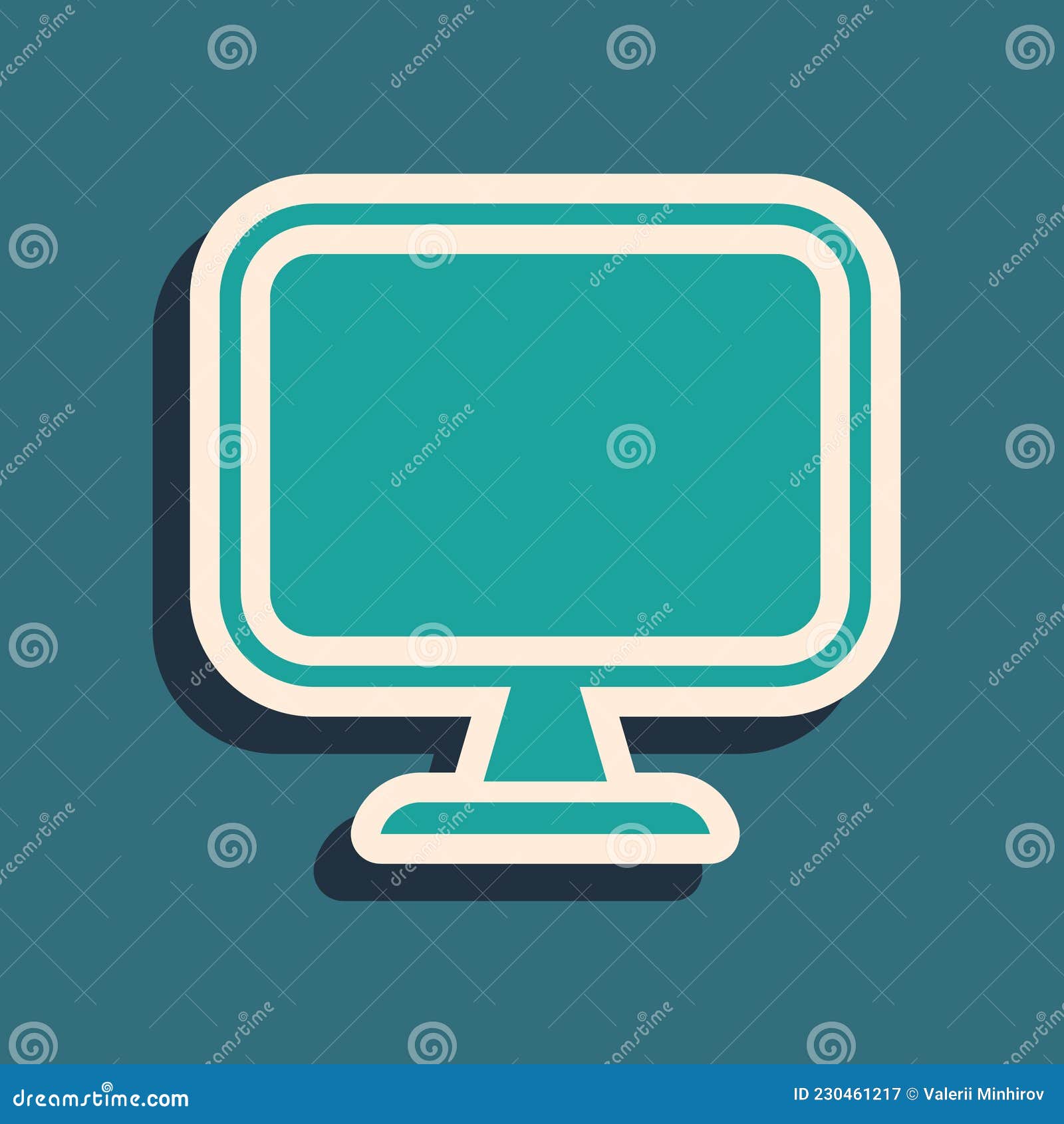 Green Computer Monitor Screen Icon Isolated on Green Background ...