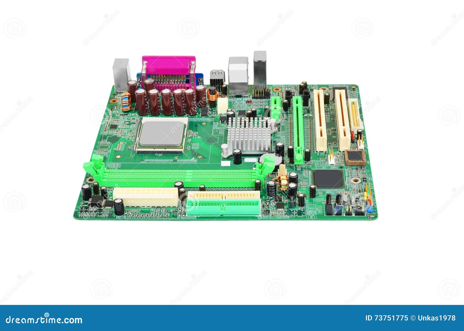 Green computer motherboard stock image. Image of connector - 73751775