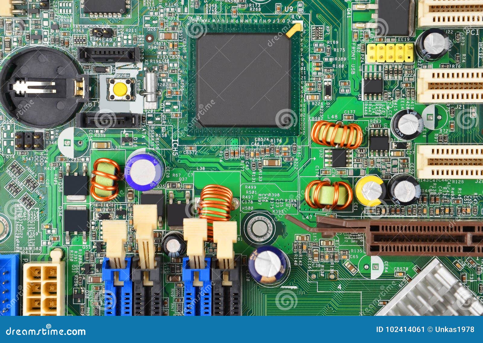 Green computer motherboard stock image. Image of microprocessor - 102414061