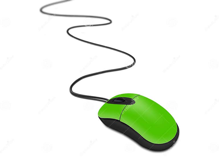 Green Computer Mouse with Cable Stock Illustration - Illustration of ...