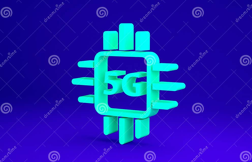 Green Computer Processor 5G with Microcircuits CPU Icon Isolated on ...