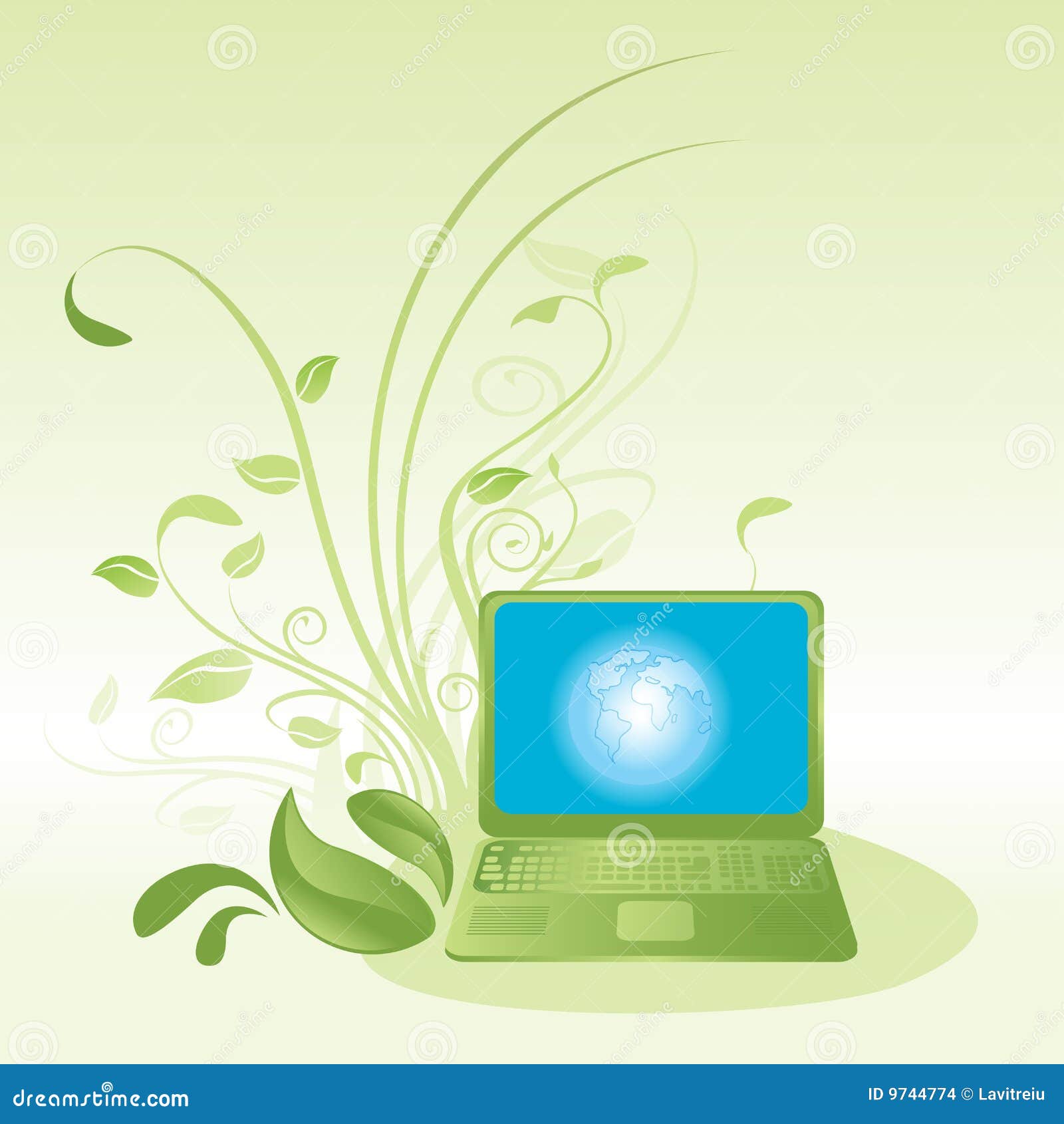 Green computer technology stock vector. Illustration of digital - 9744774