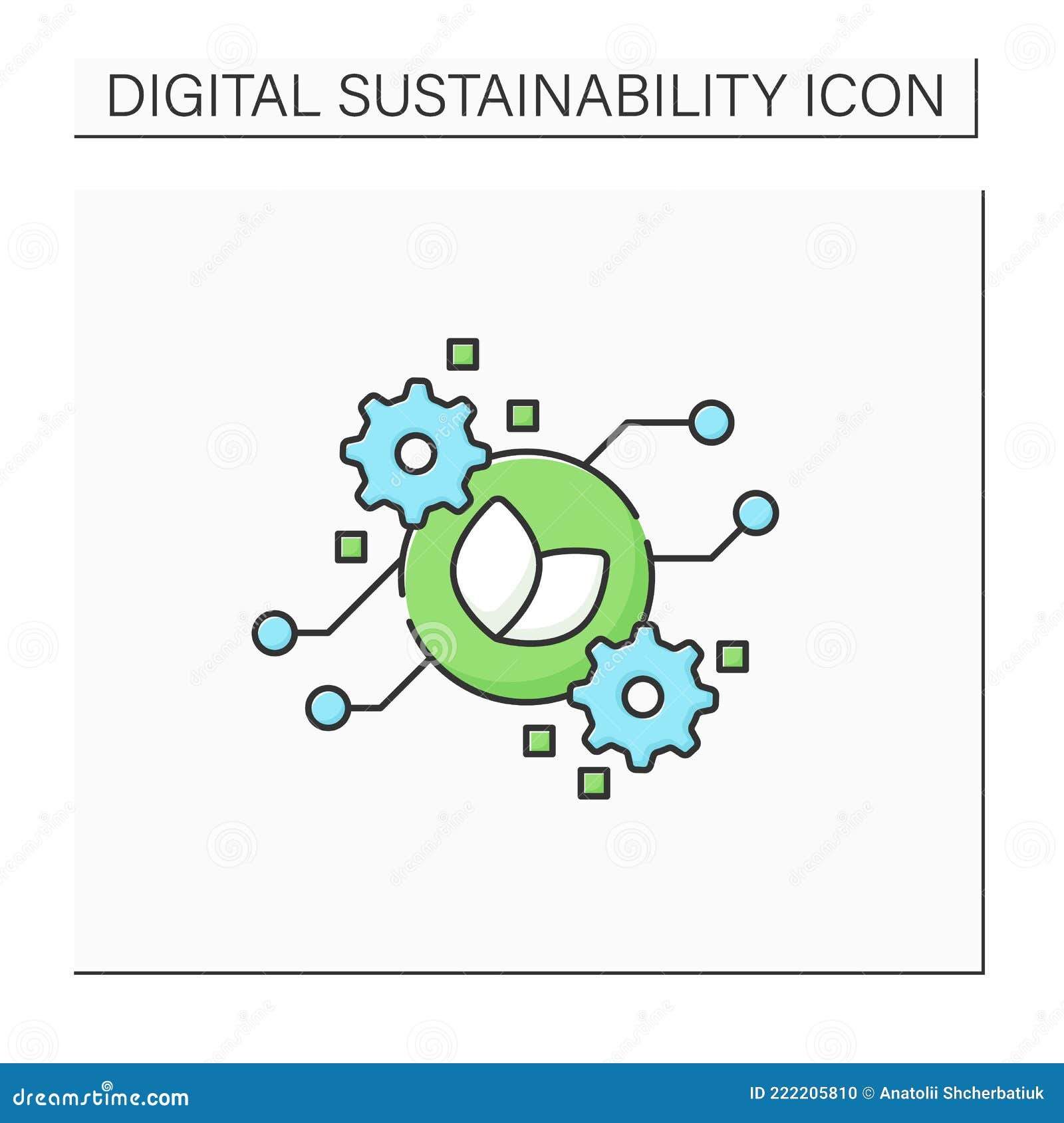 Green computing color icon stock vector. Illustration of work - 222205810