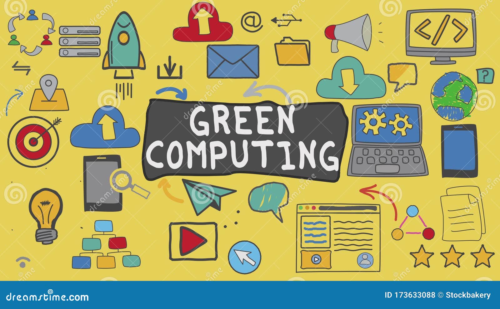 Green Computing, Yellow Illustration Graphic Technology Concept Stock ...