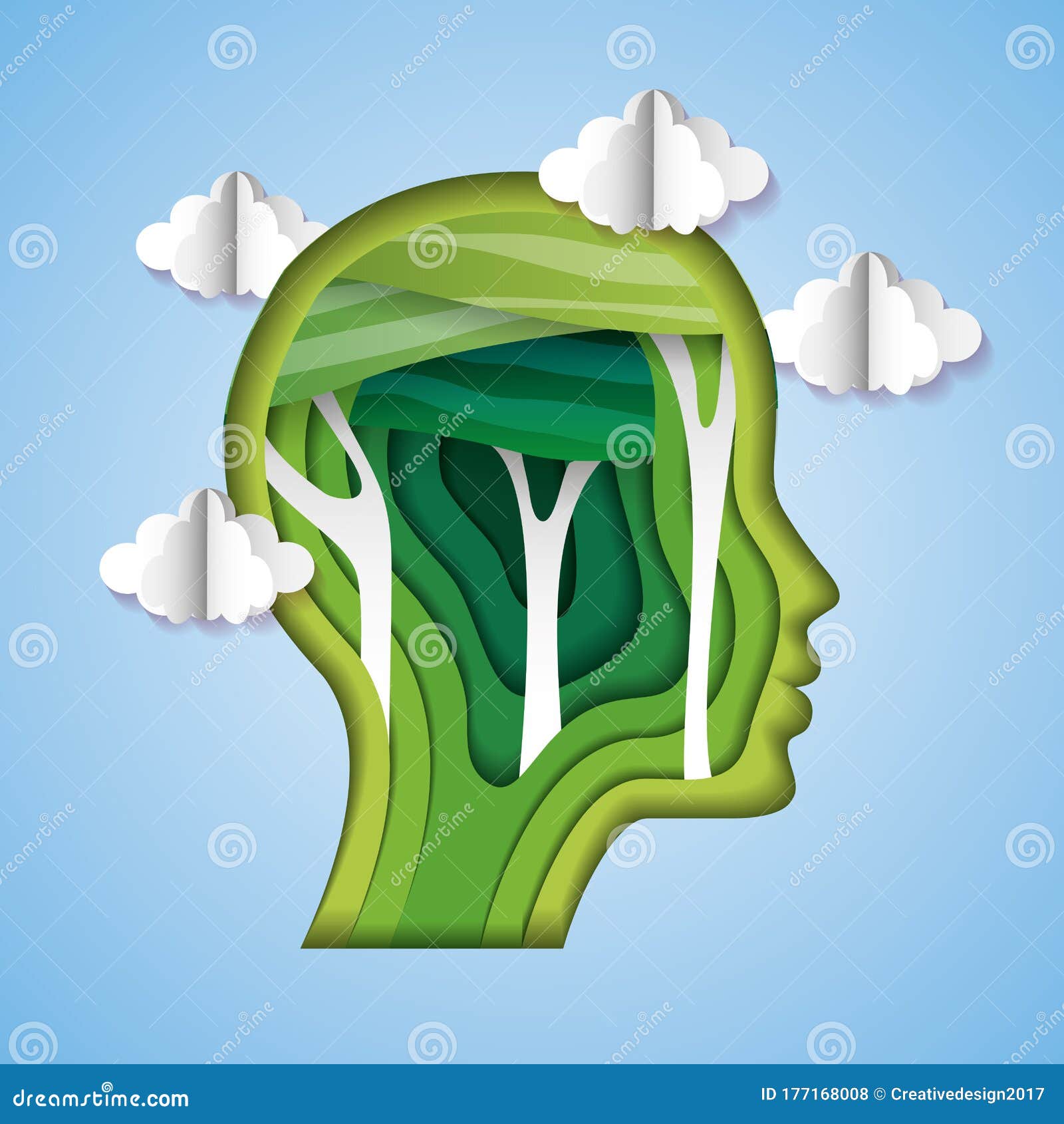 Green Concept with Face Profile. Vector Stock Vector - Illustration of ...