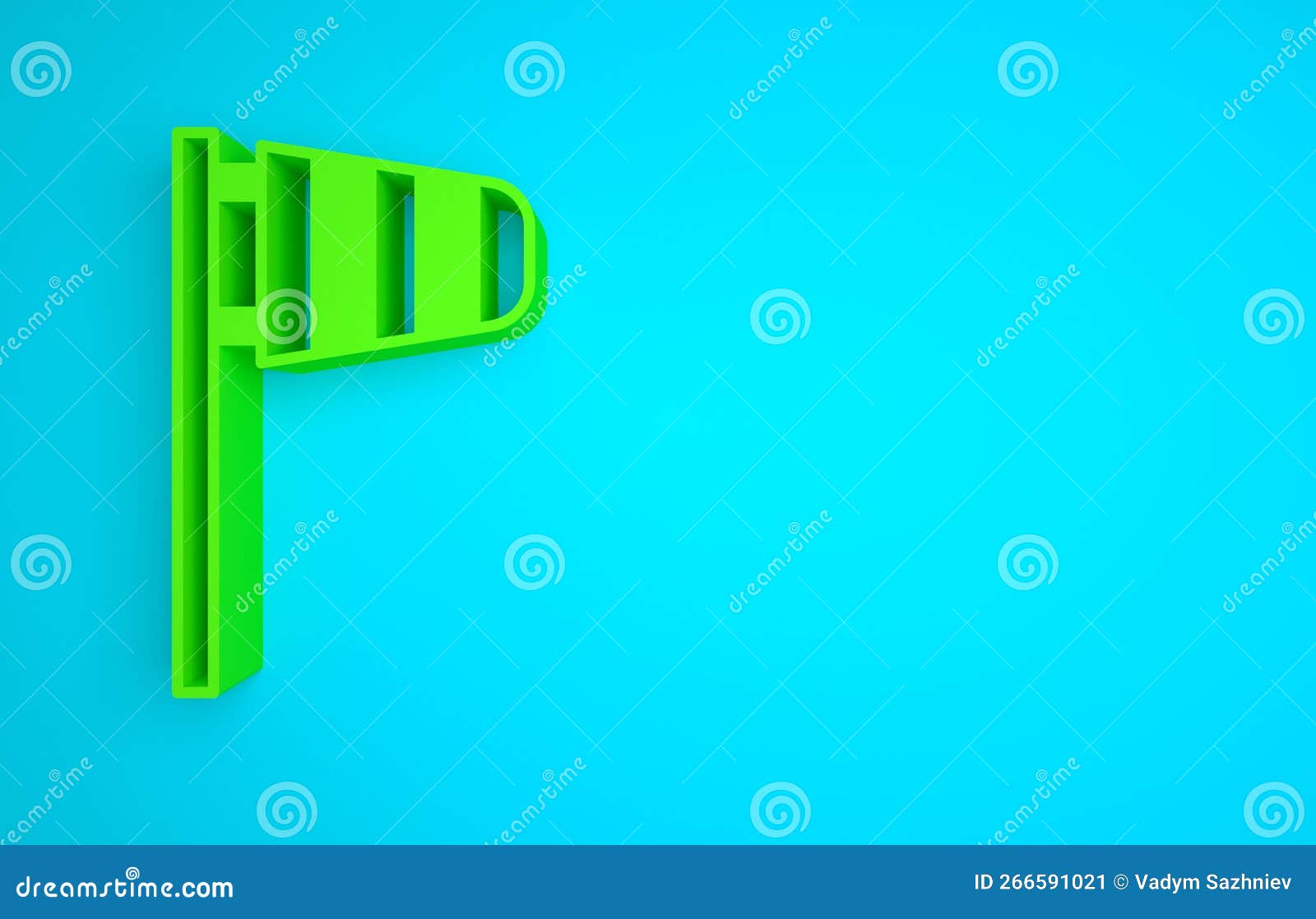 Green Cone Meteorology Windsock Wind Vane Icon Isolated on Blue ...