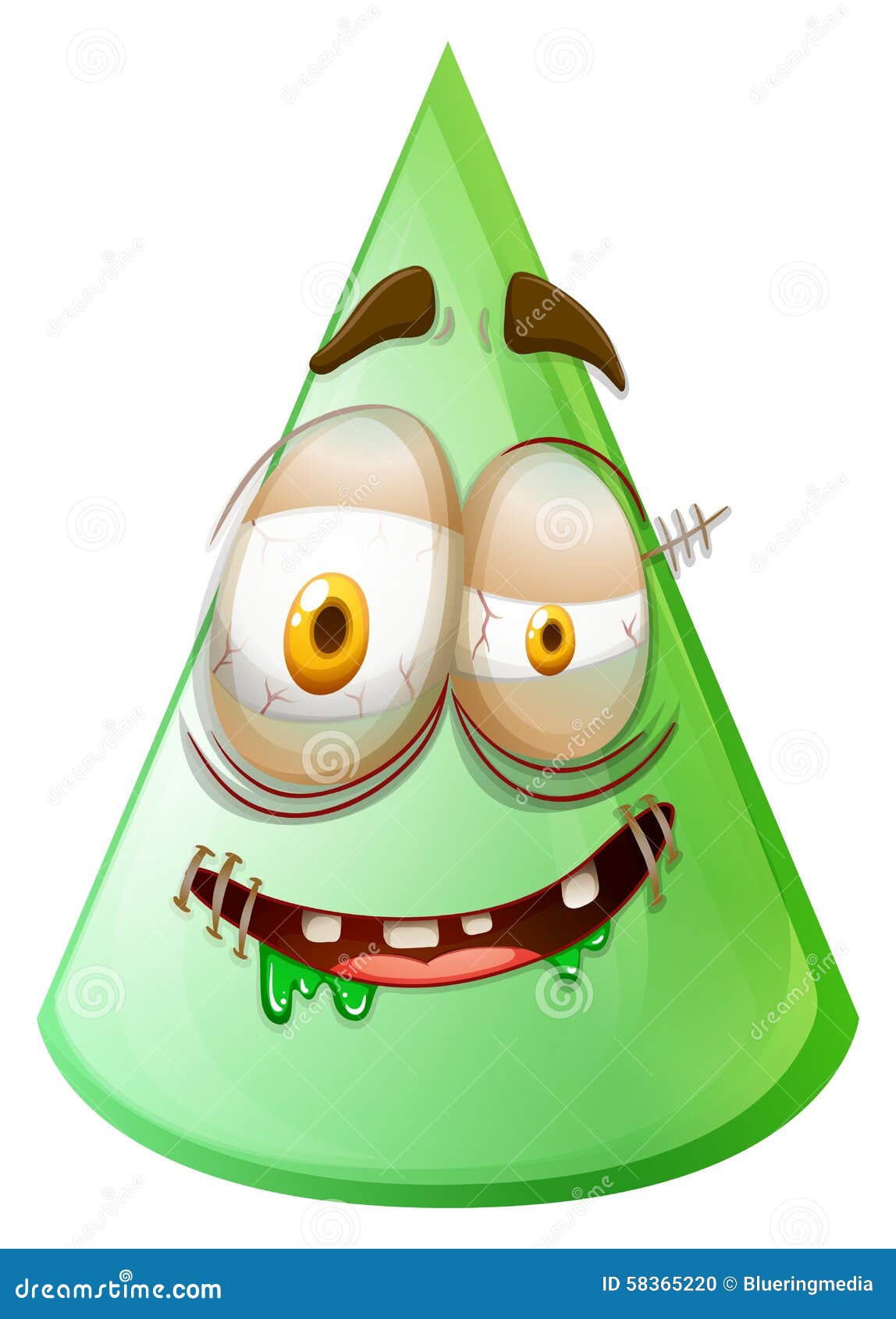 Green Cone Monster Face Stock Illustrations – 5 Green Cone Monster Face ...