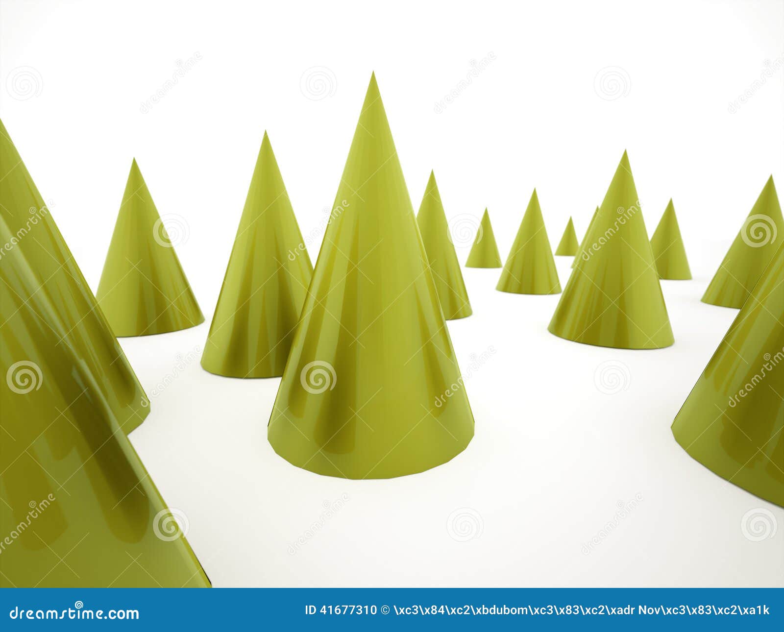 Green Cones Background Rendered Stock Illustrations – 6 Green Cones ...