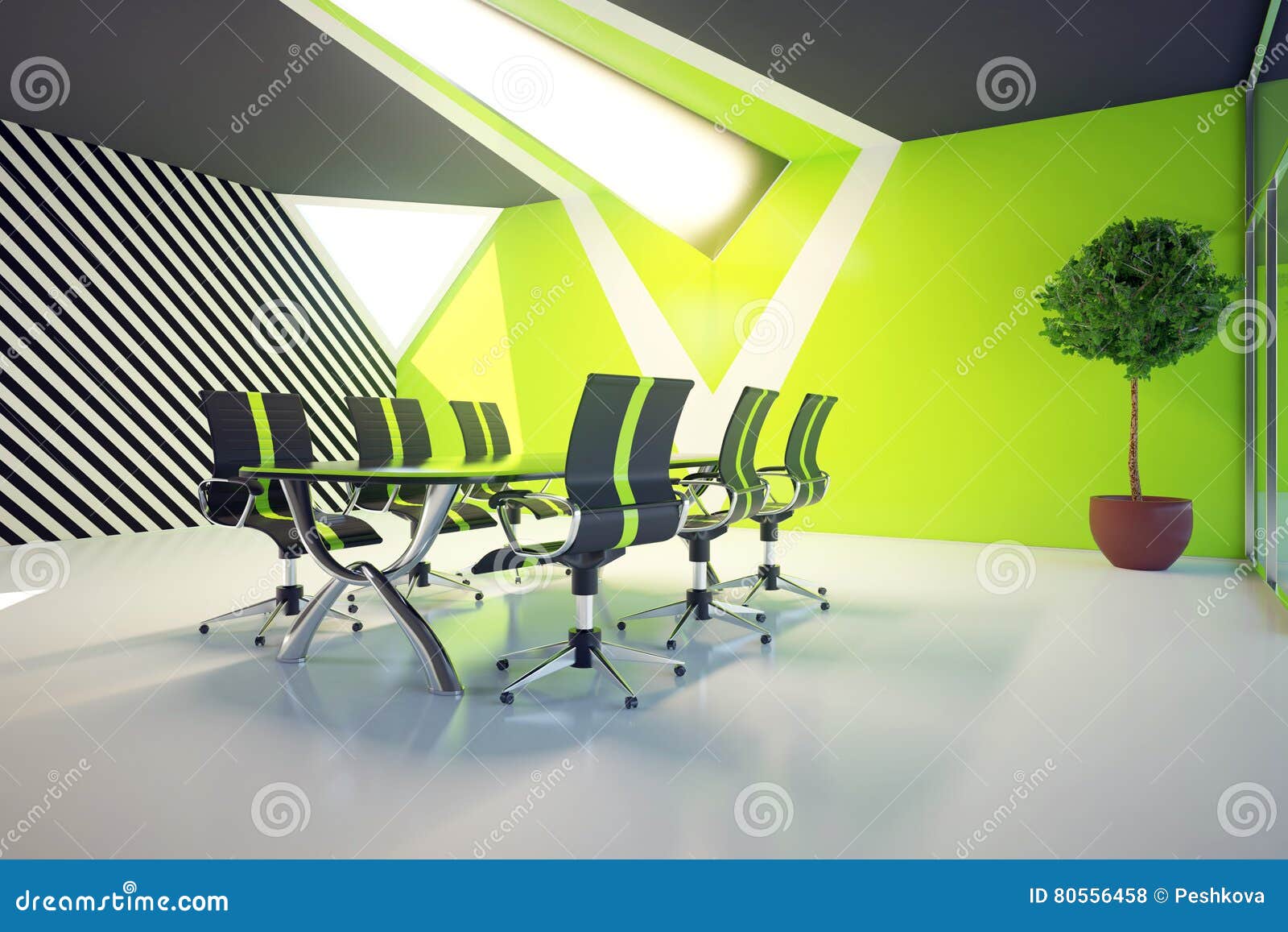 Green Conference Room with Daylight Stock Illustration - Illustration ...
