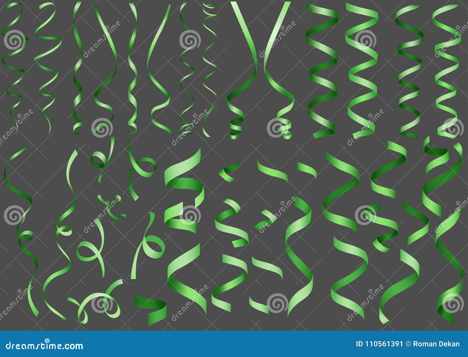 Green Confetti Collection stock vector. Illustration of spiral - 110561391