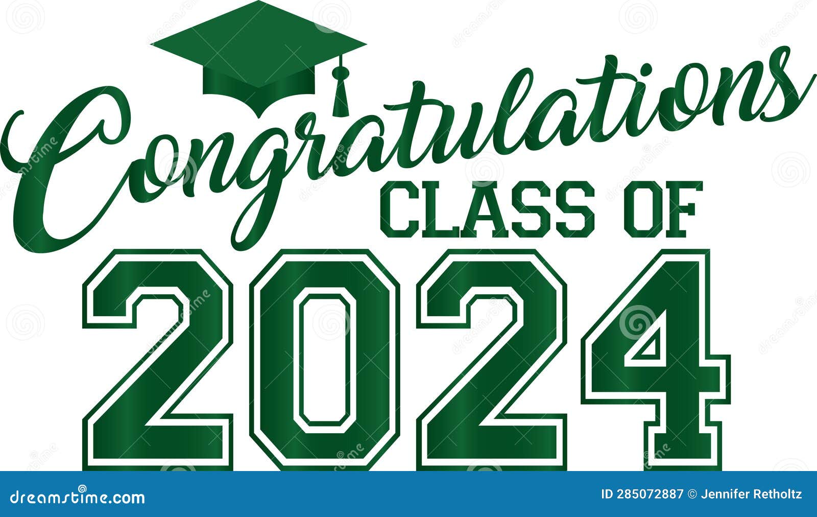 Congratulations Class of 2024 with Green Graduation Cap Stock ...