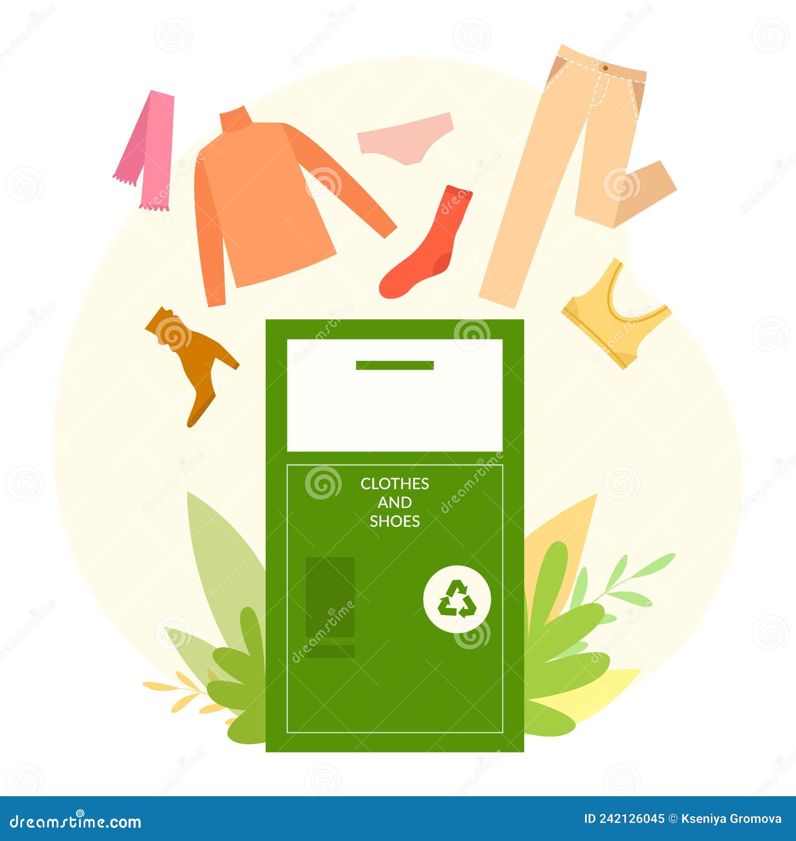 A Green Container with Different Types of Clothes for Recycling or ...