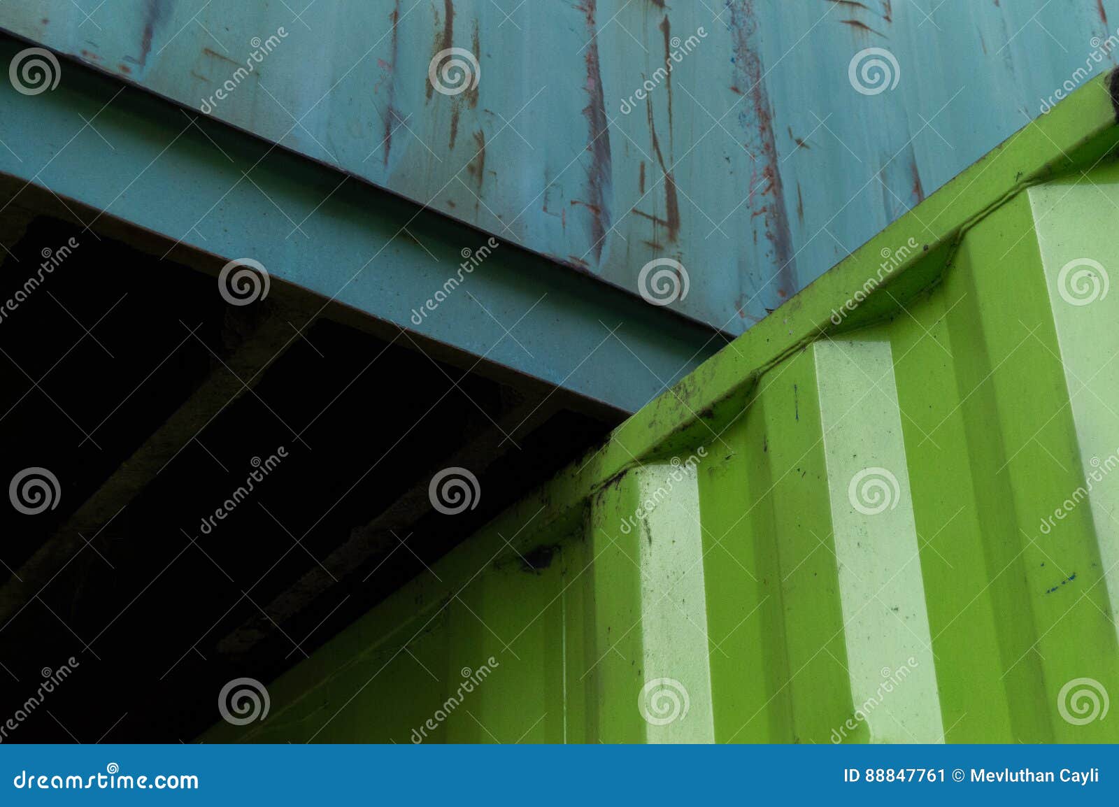 Green containers stock image. Image of cargo, shipment - 88847761