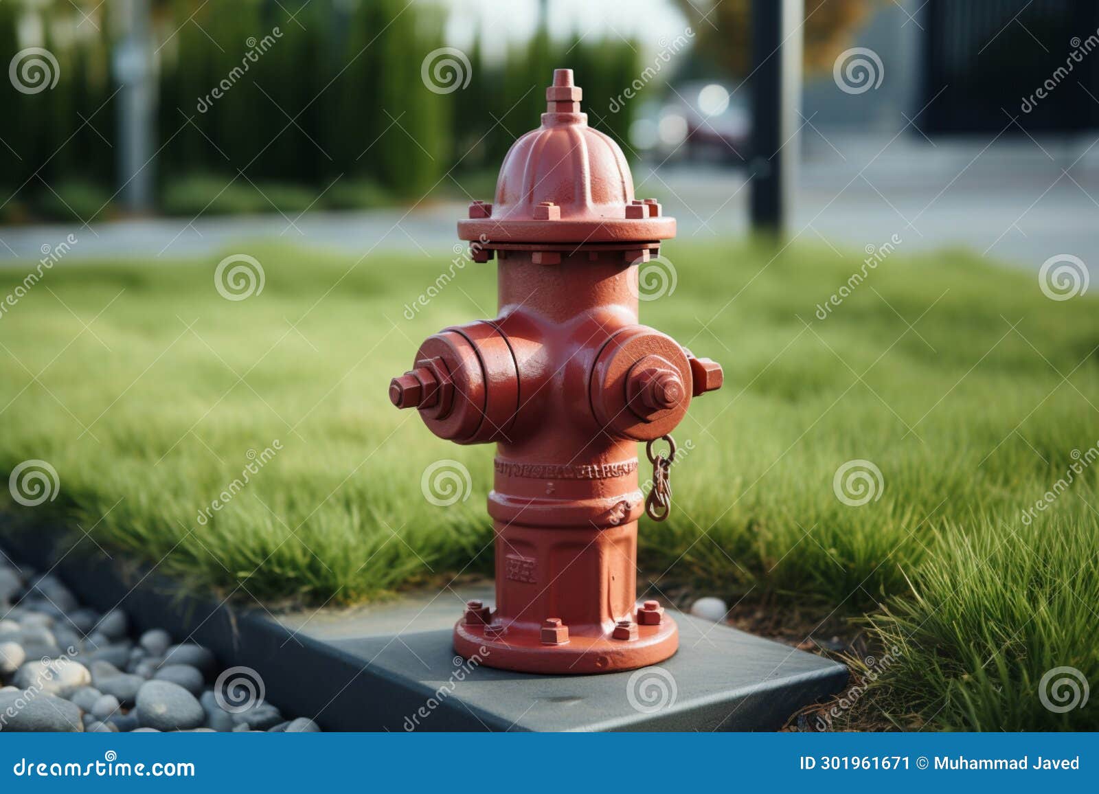 Green Contrast A Red Fire Hydrant Adds A Touch Of Urbanity Stock Image ...