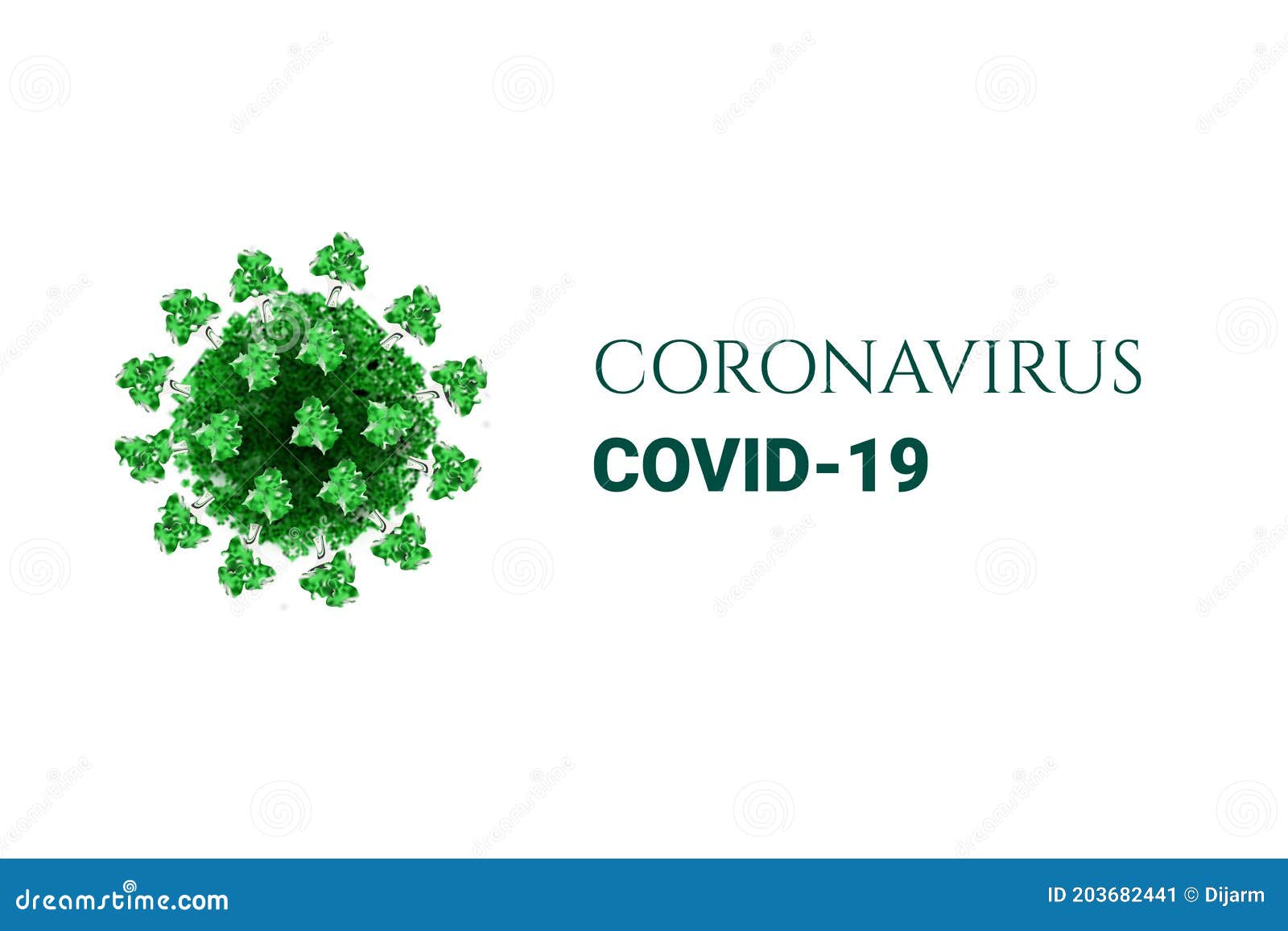 Green Coronavirus on White Background. Virus 3d Model. Covid-19 ...