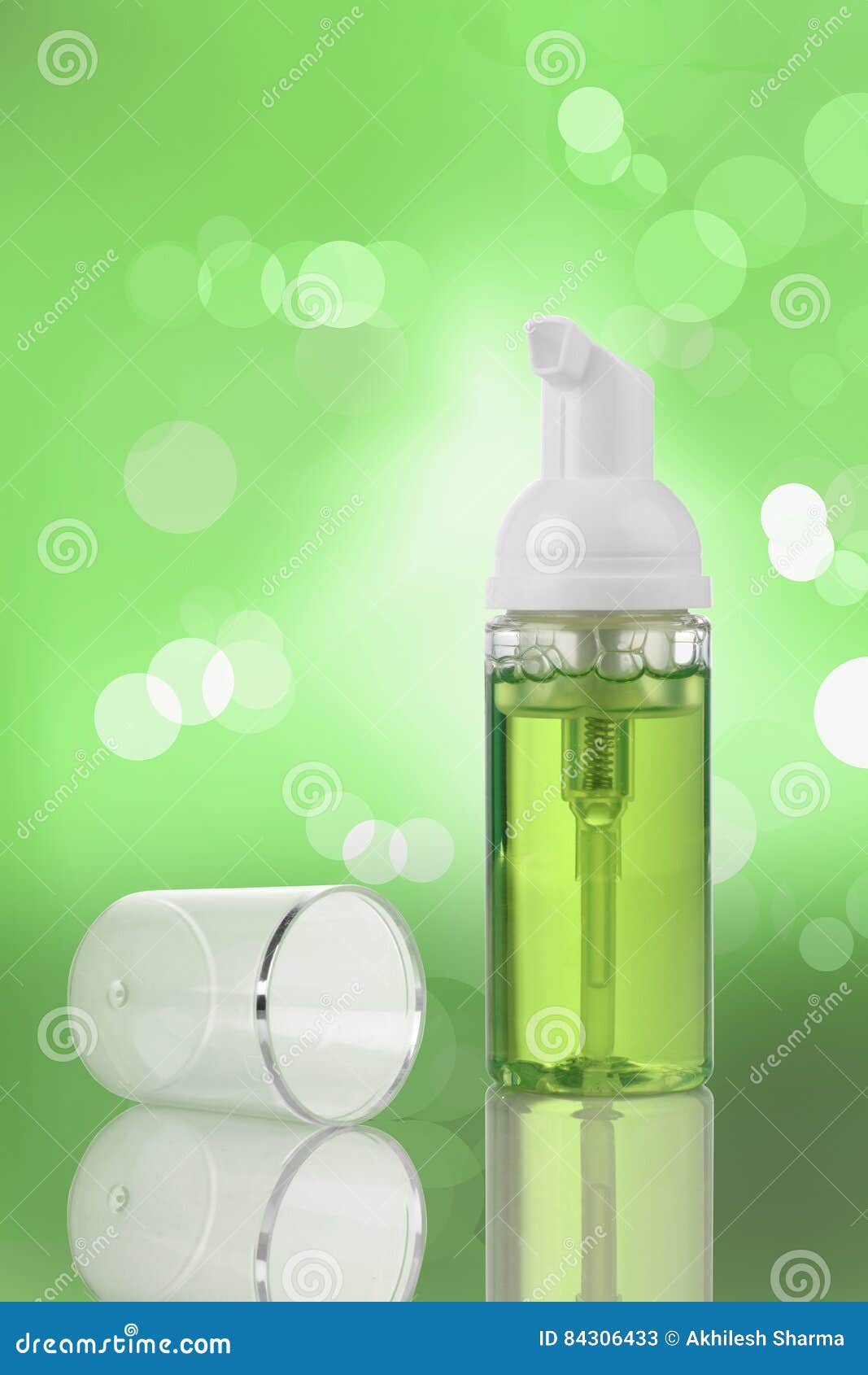 Green Cosmetic Product Pump Atomizer Bottle for Mockup Stock Image ...