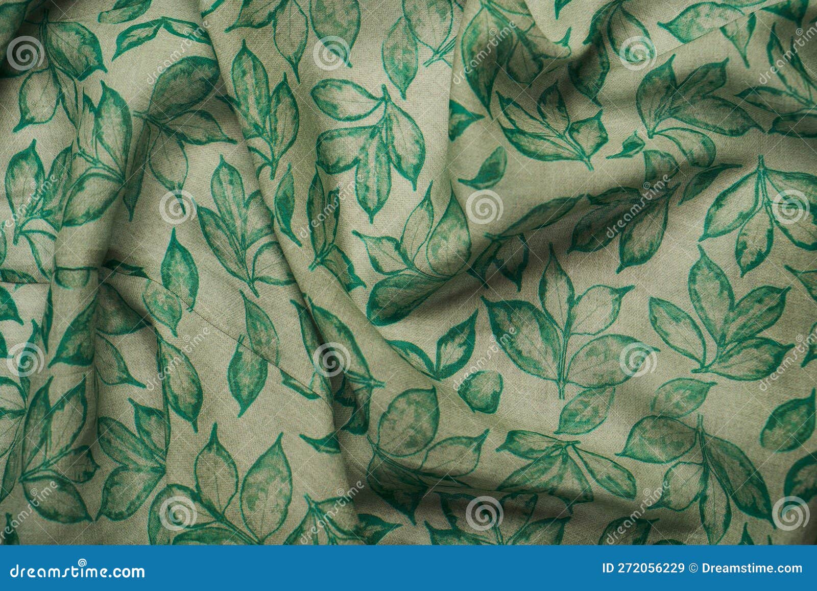 Green Cotton Textile Background. Folded Linen Fabric Stock Image ...
