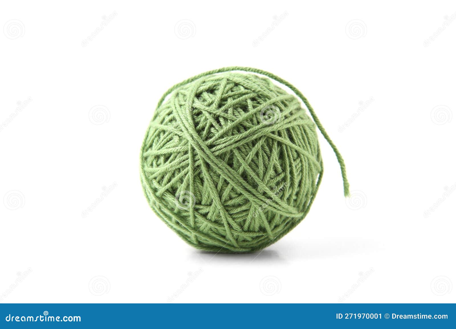 Green Cotton Thread Ball Isolated on White Background. Stock Image ...