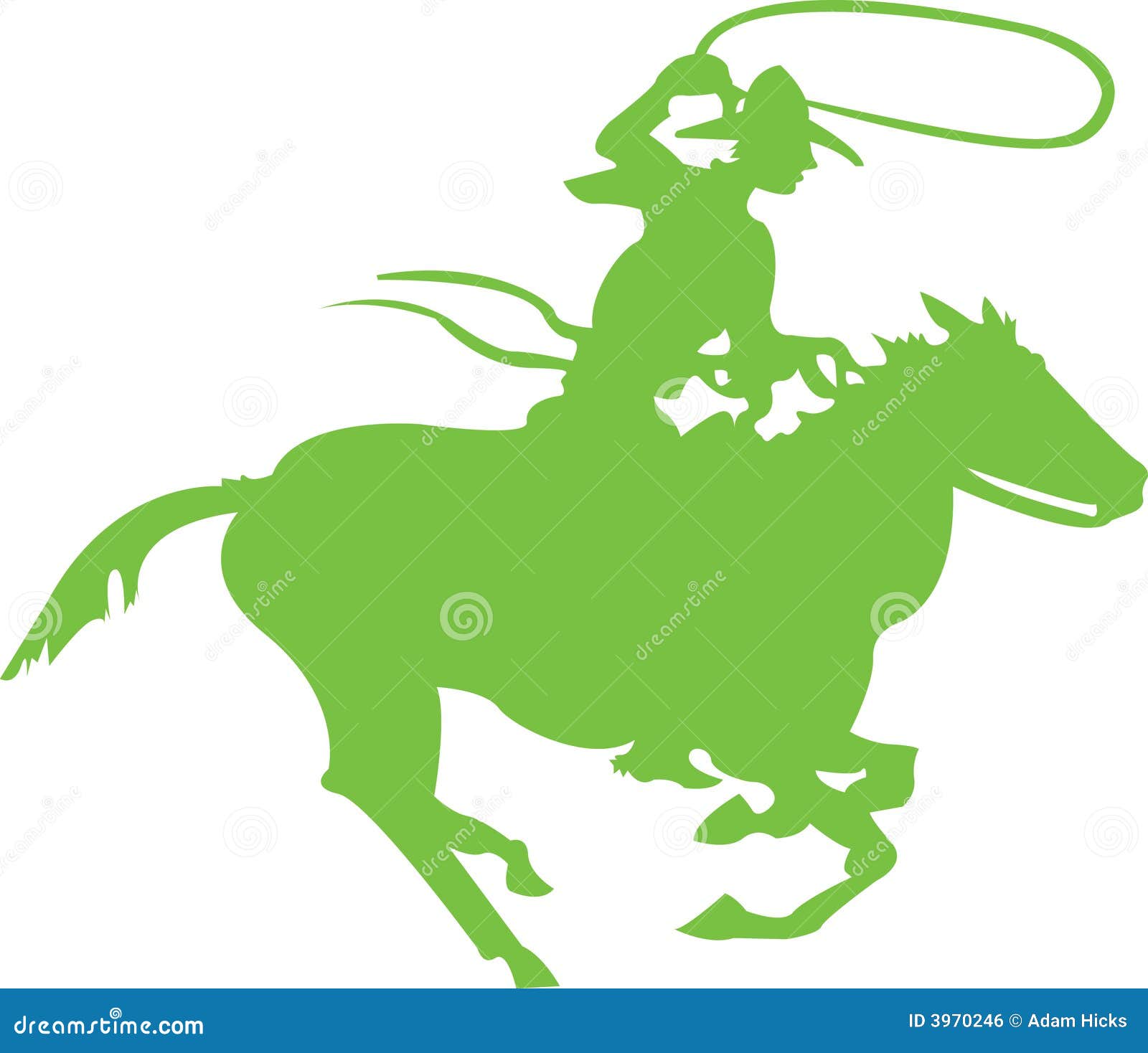 Green Cowboy stock vector. Illustration of cowboy, horseback - 3970246