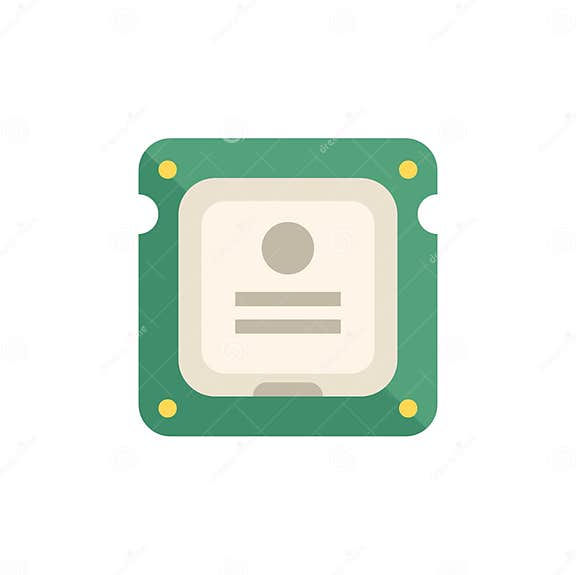Green Cpu Processor Chip Performing Operations Icon Stock Illustration ...