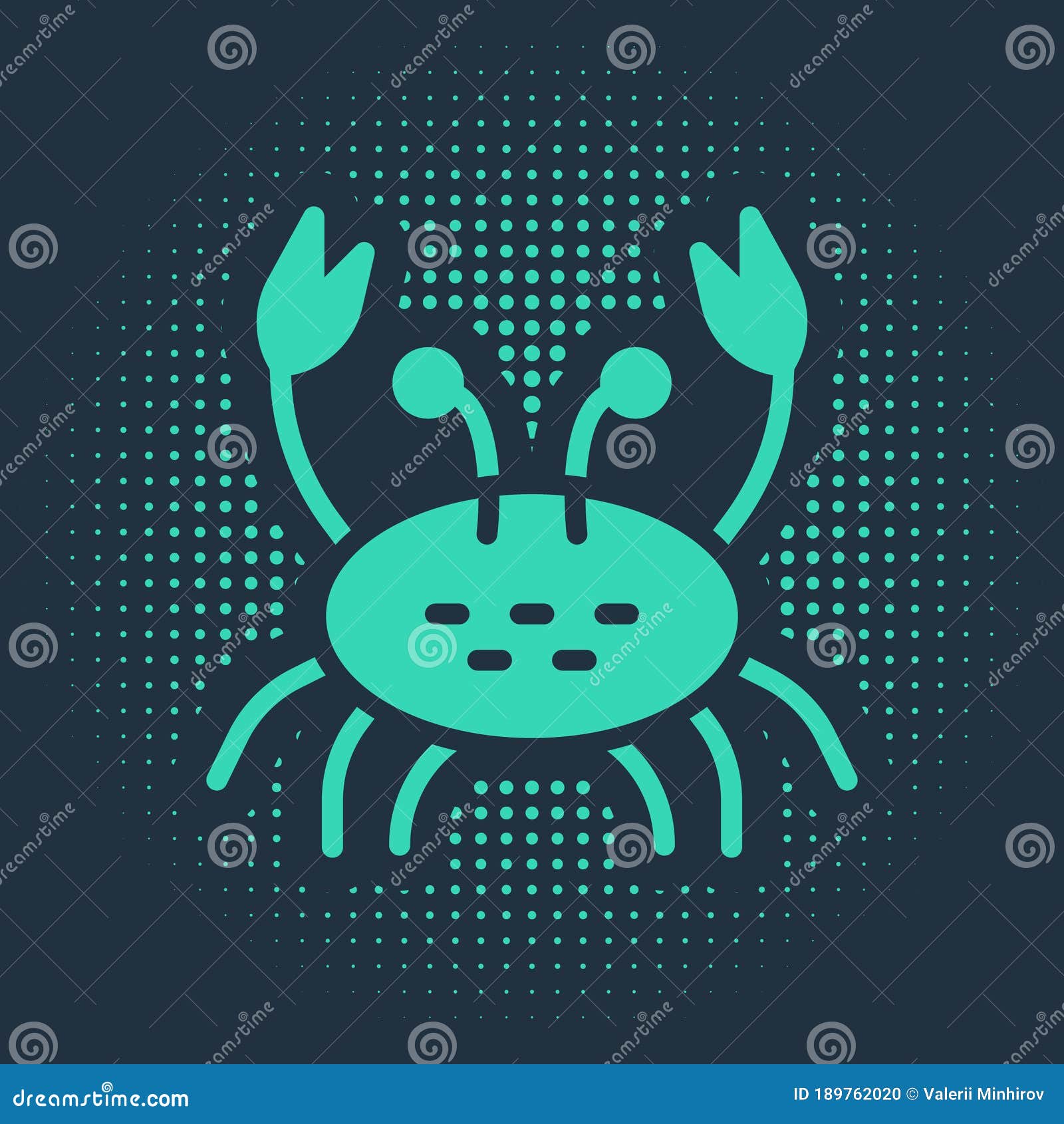 Green Crab Icon Isolated on Blue Background. Abstract Circle Random ...