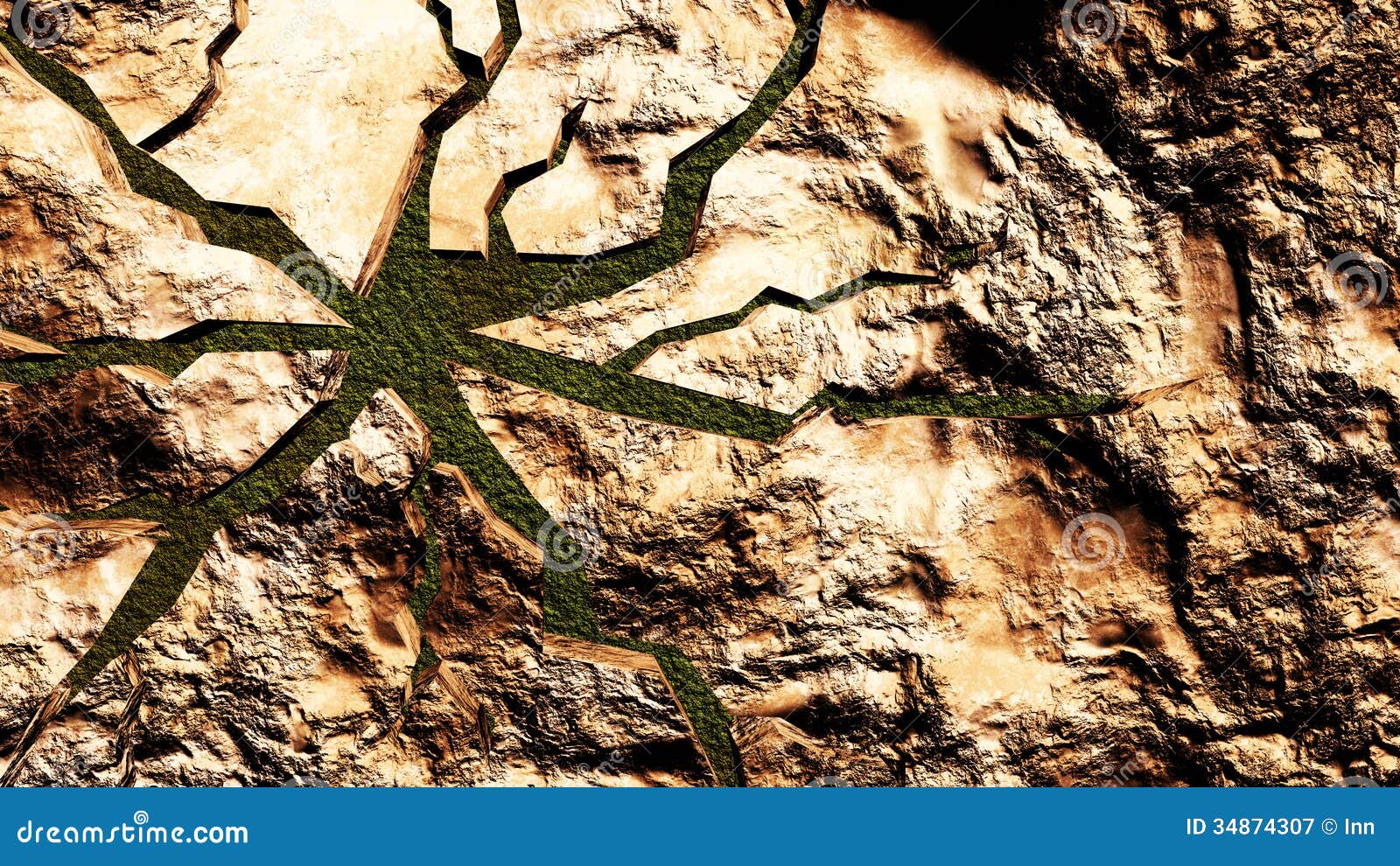 Green crack on the stone stock illustration. Illustration of texture ...