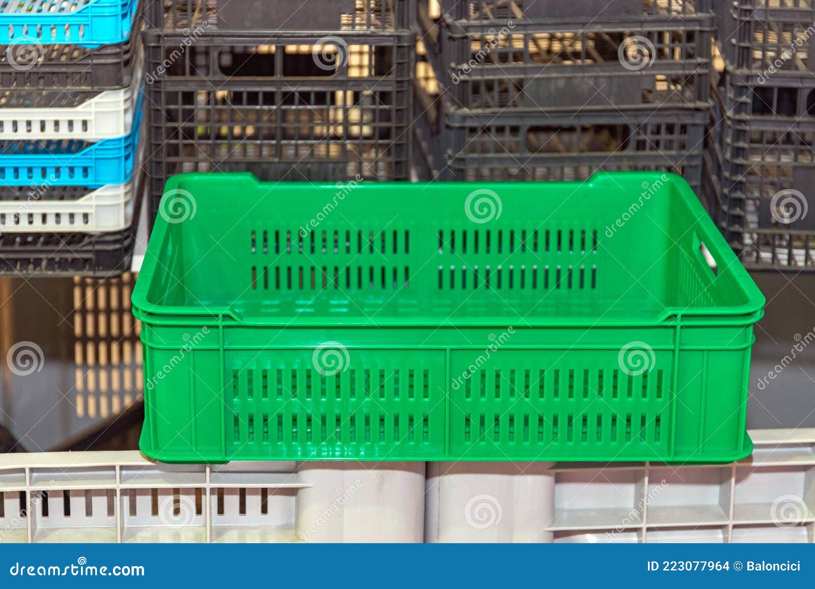 Green Crate stock photo. Image of shipping, plastic - 223077964