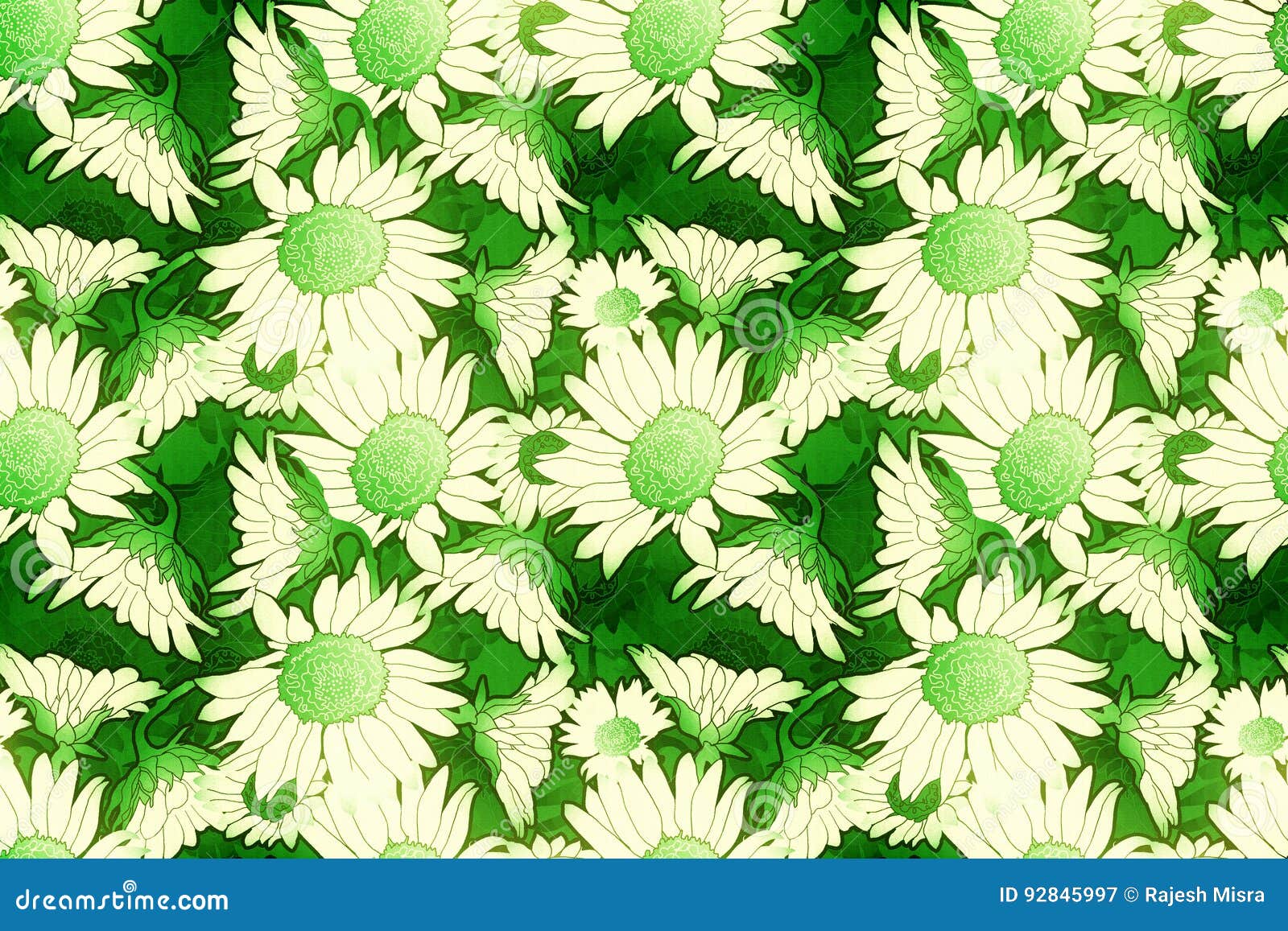 Green and Cream Floral Pattern Stock Illustration - Illustration of ...