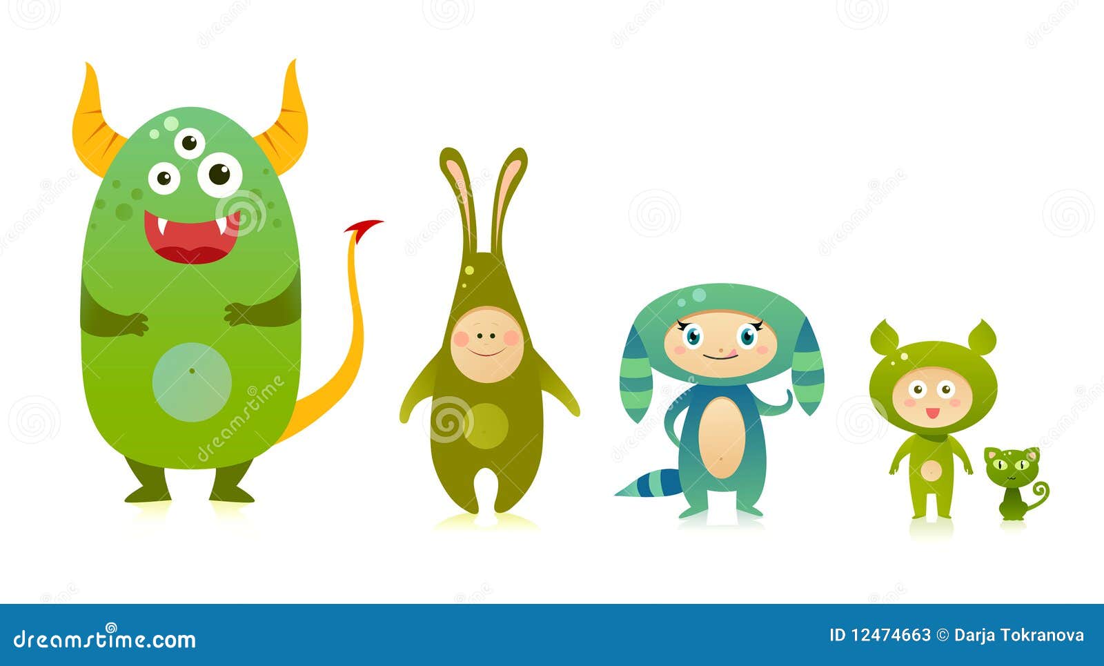 Green creatures stock vector. Illustration of drawing - 12474663