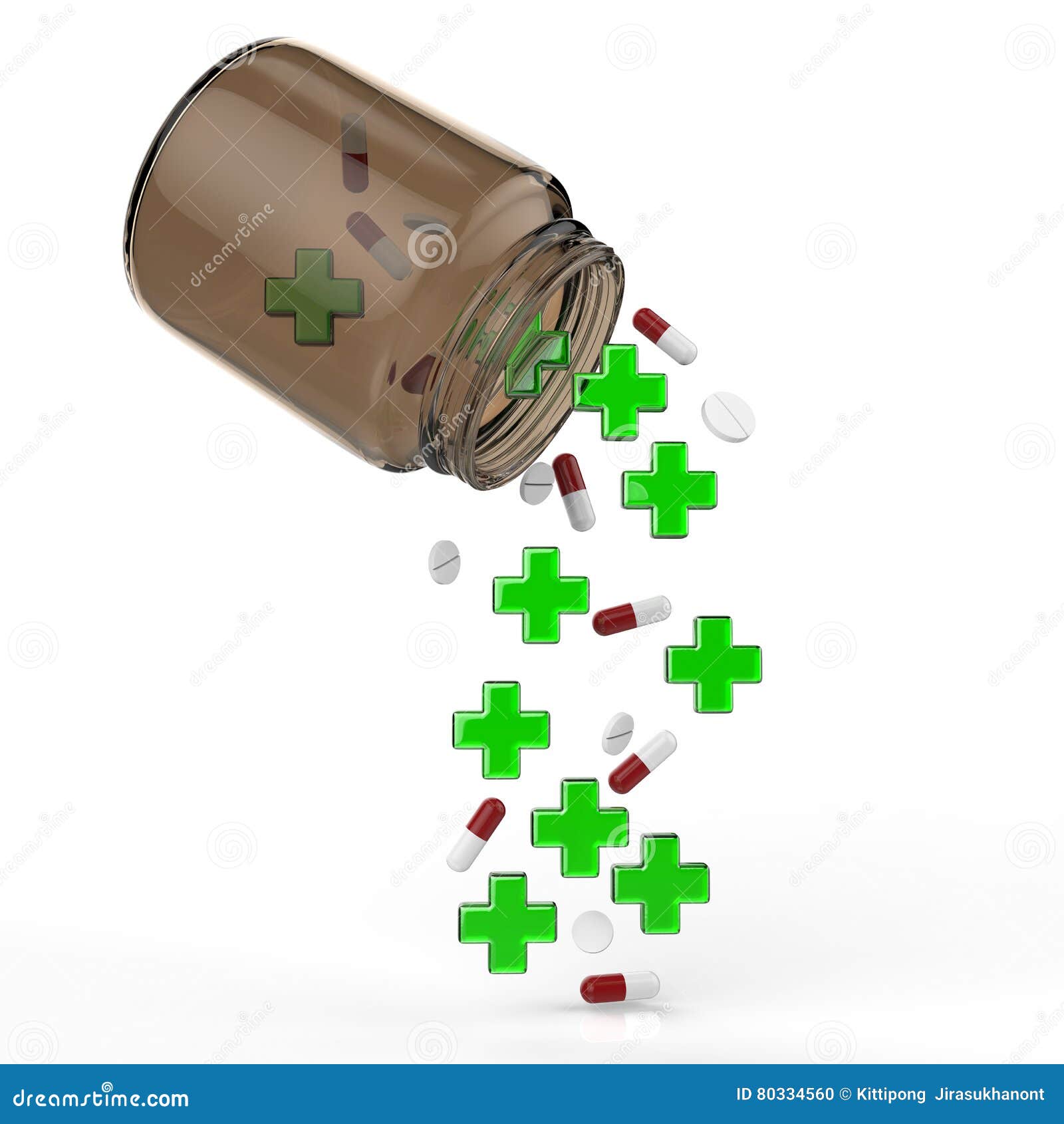 Green Cross and Pills Falling Stock Illustration - Illustration of ...