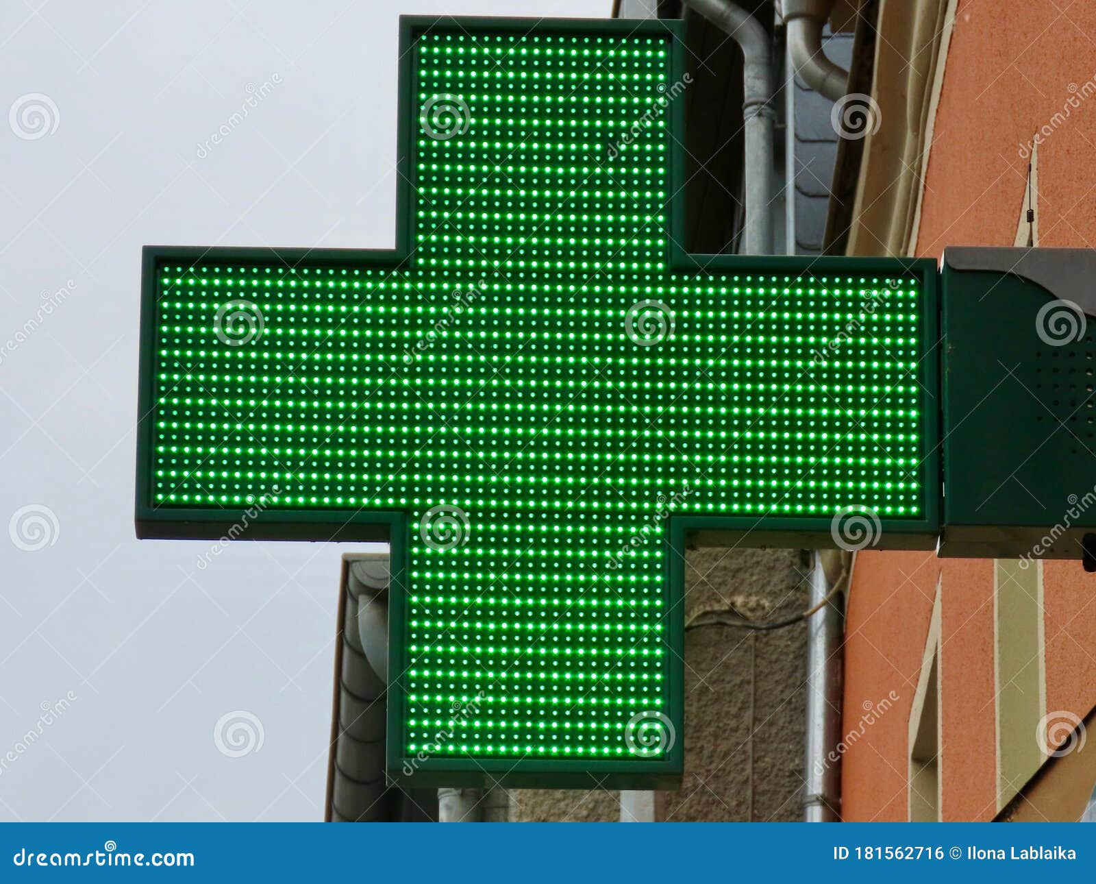 Pharmacy green cross stock photo. Image of style, europe - 181562716
