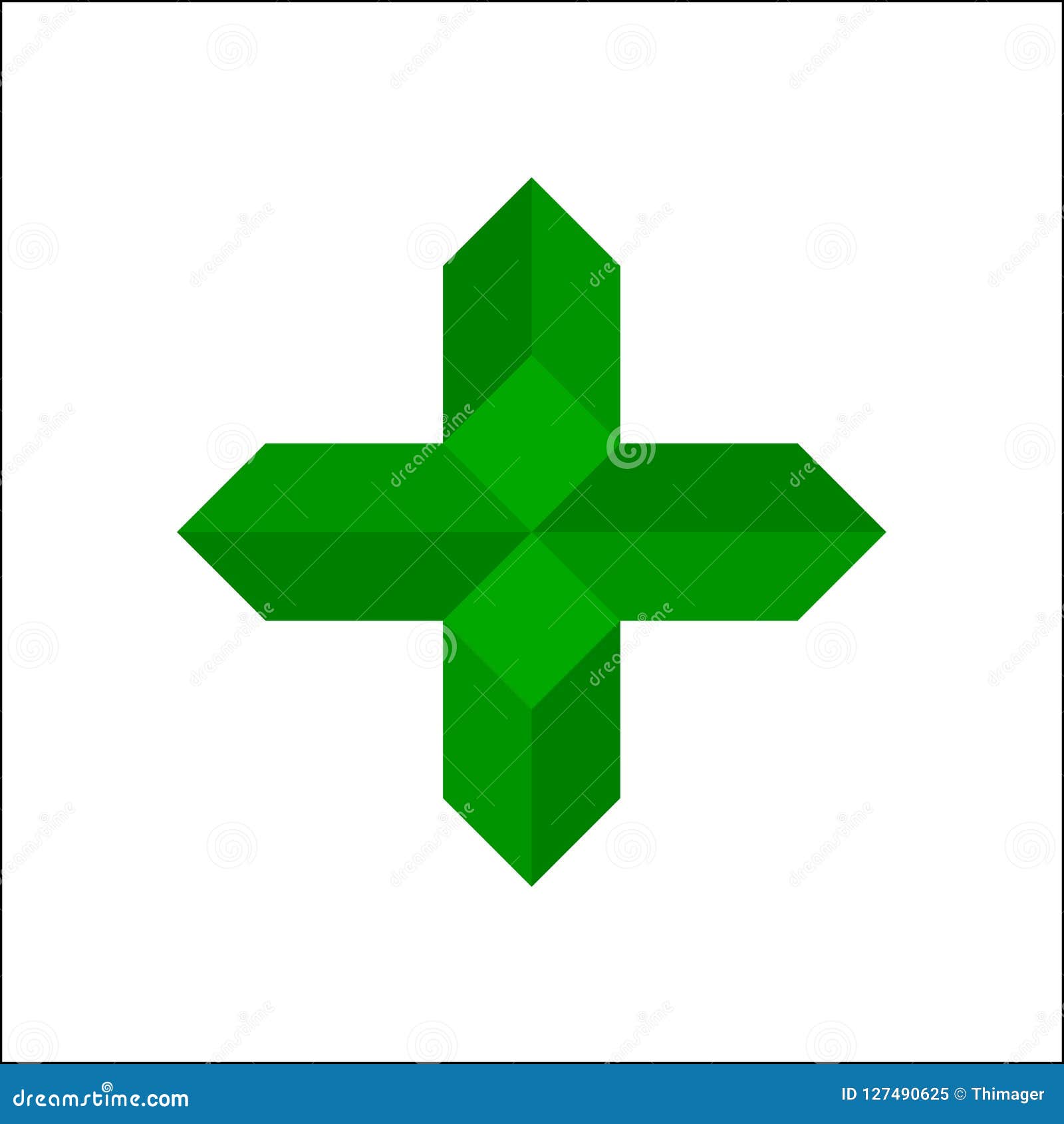 Green Cross Symbol on White Background. Stock Illustration ...