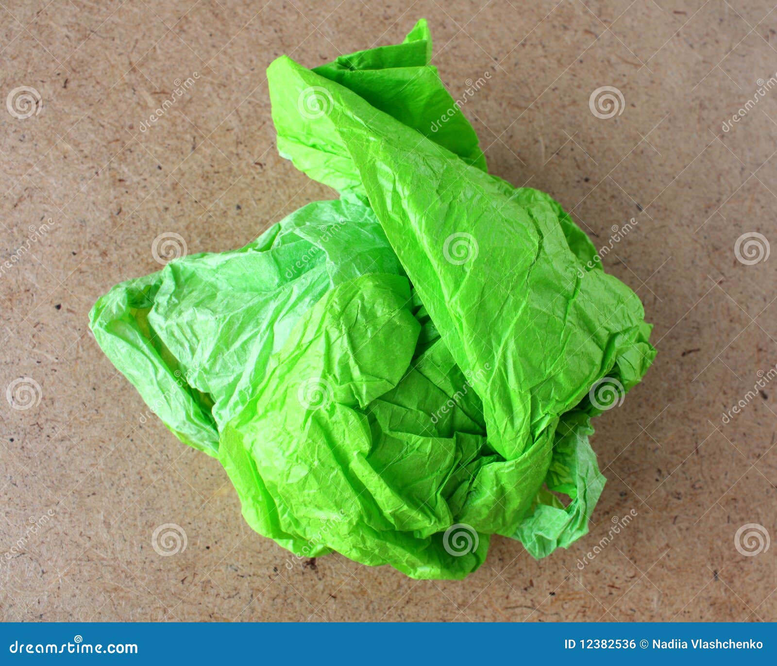 Green crushed paper ball stock photo. Image of packing - 12382536