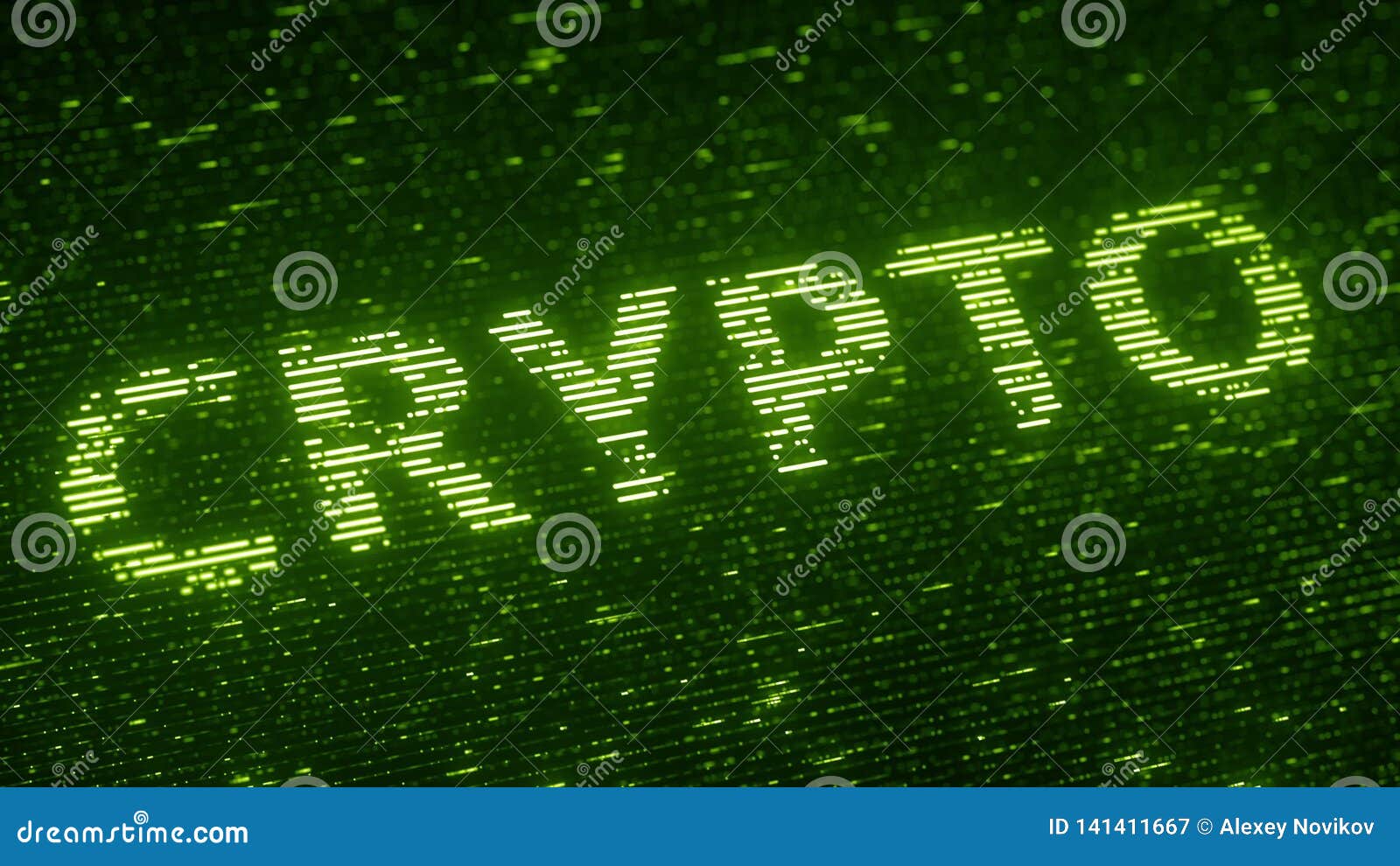 Green CRYPTO Word Made with Flying Luminescent Particles. Information ...