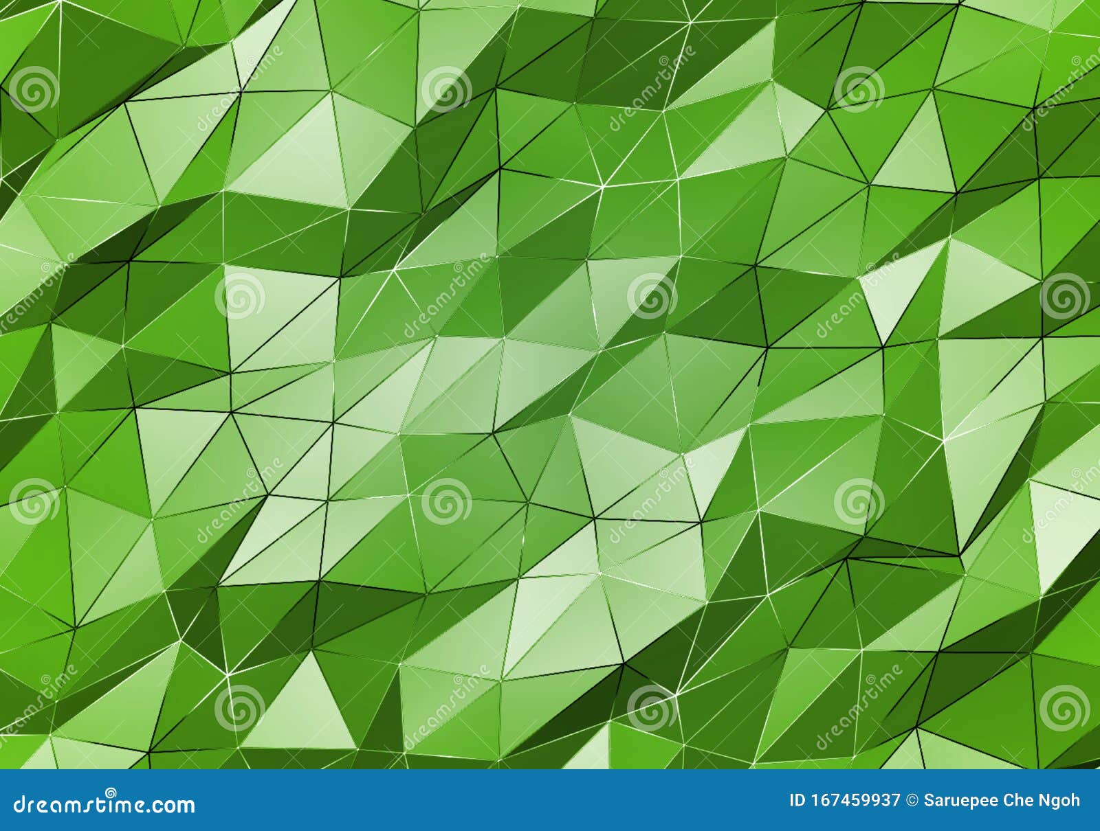 Green Crystal Polygonal Abstract Triangular on Lighting Space Graphic Template Background. 3D ...