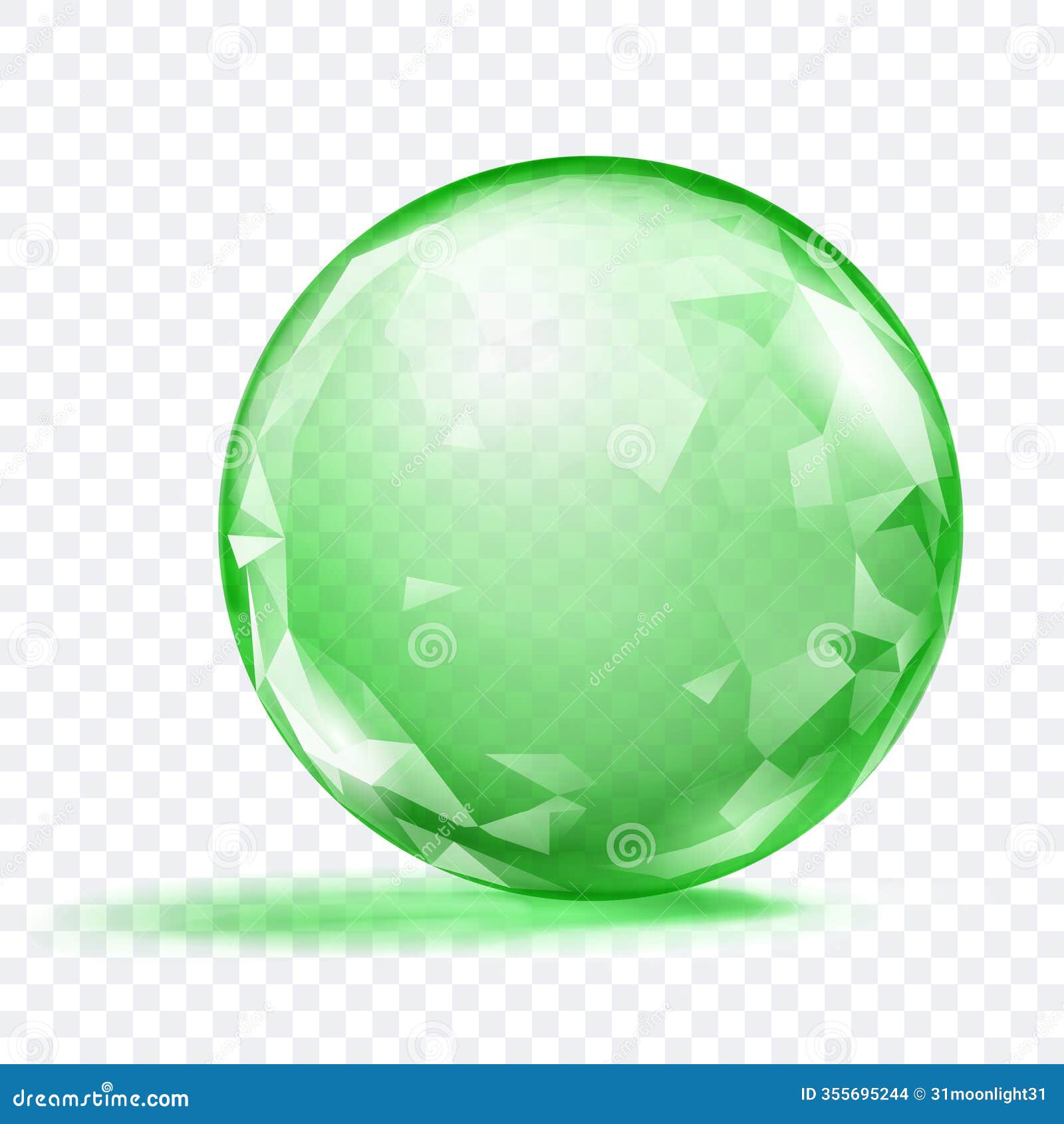 Green Crystal Sphere with Faceted Surface Stock Illustration ...