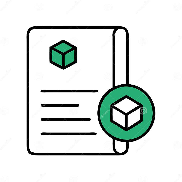 Green Cube Document Vector for Tech and Digital Projects Stock Illustration - Illustration of ...