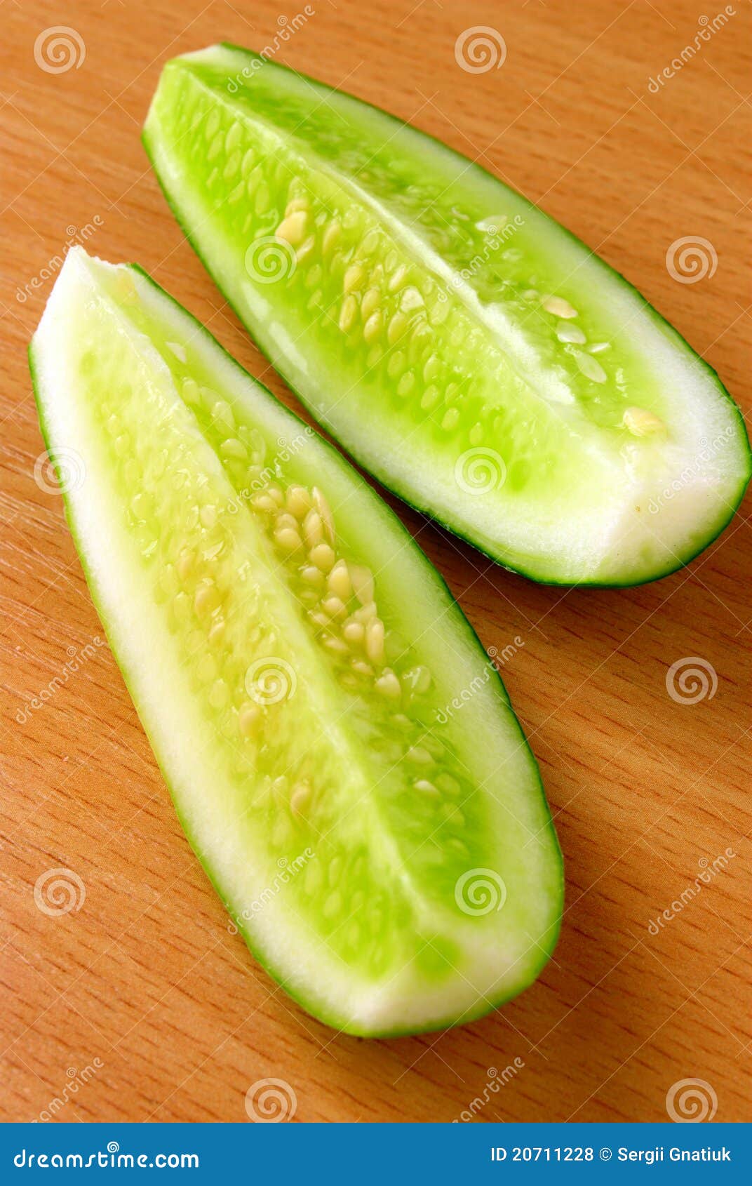 Green Cucumber Cut into Two Parts Stock Photo - Image of agriculture ...