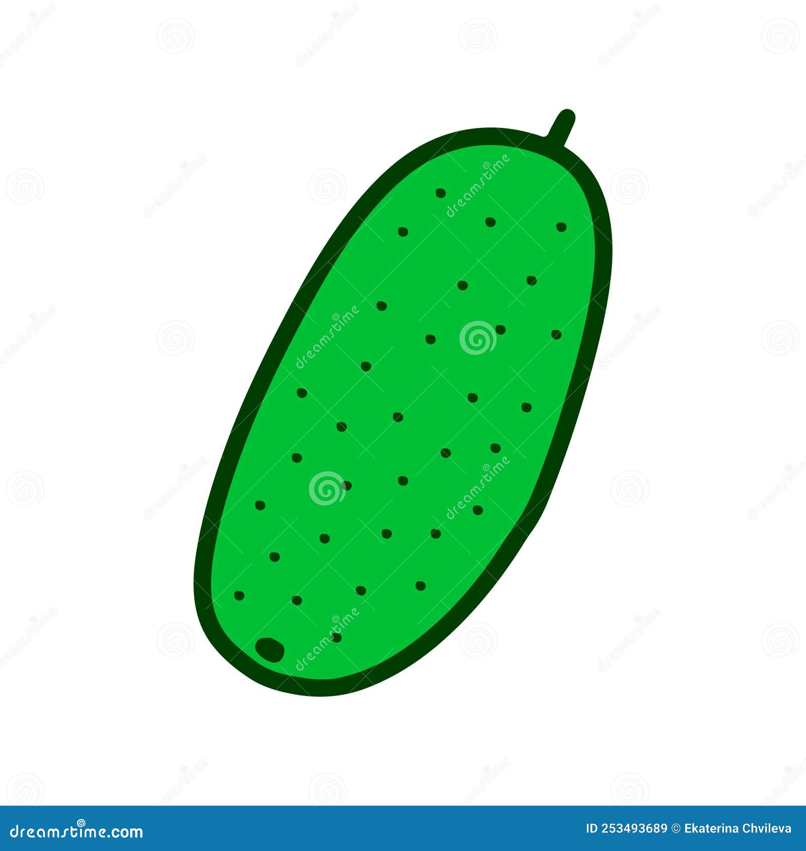 Green Cucumber Hand Drawn Vector Icon in Cartoon Comic Style Stock ...