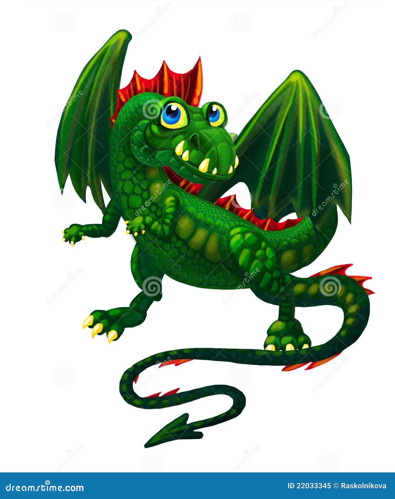 Green cunning dragon stock illustration. Illustration of sweet - 22033345