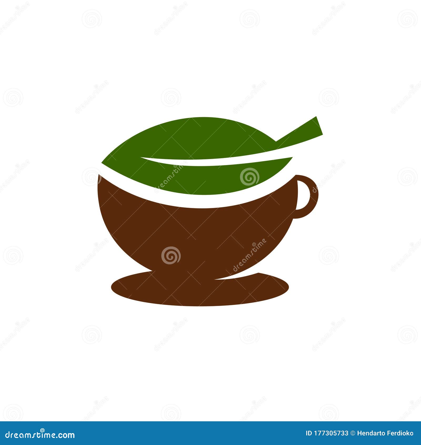 Green Cup or Coffee Leaf Vector Logo Design Stock Vector - Illustration ...