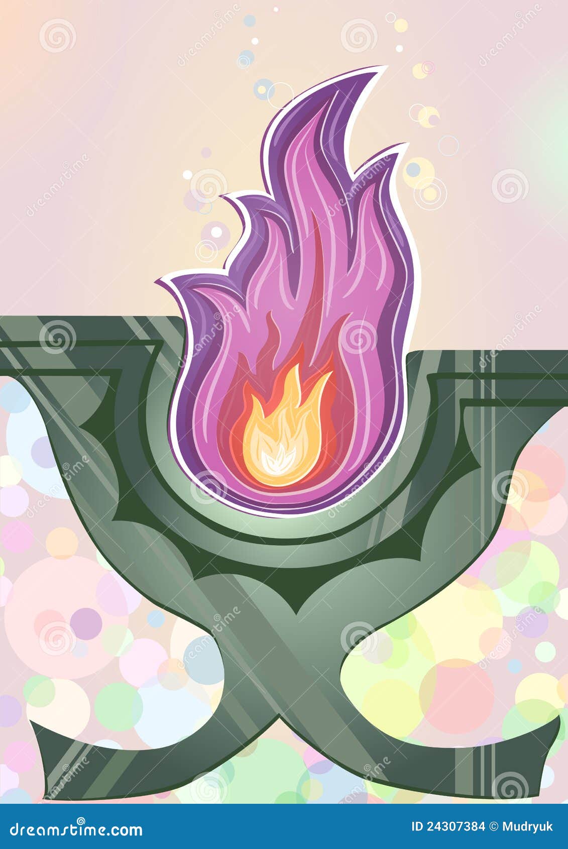 Green cup with a fire stock vector. Illustration of goblet - 24307384