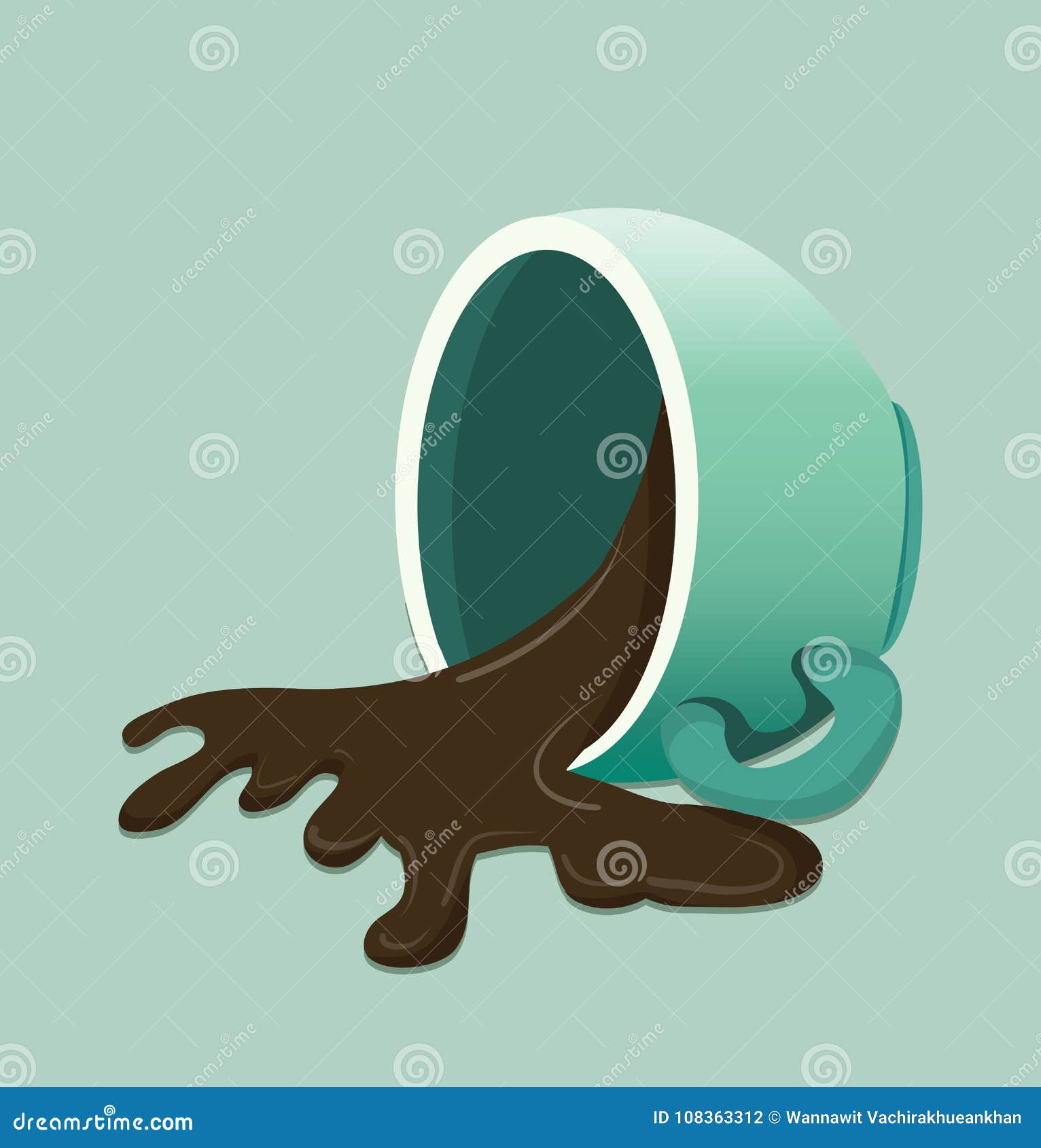 Green Cup Spilled Coffee Vector Illustration Stock Vector ...