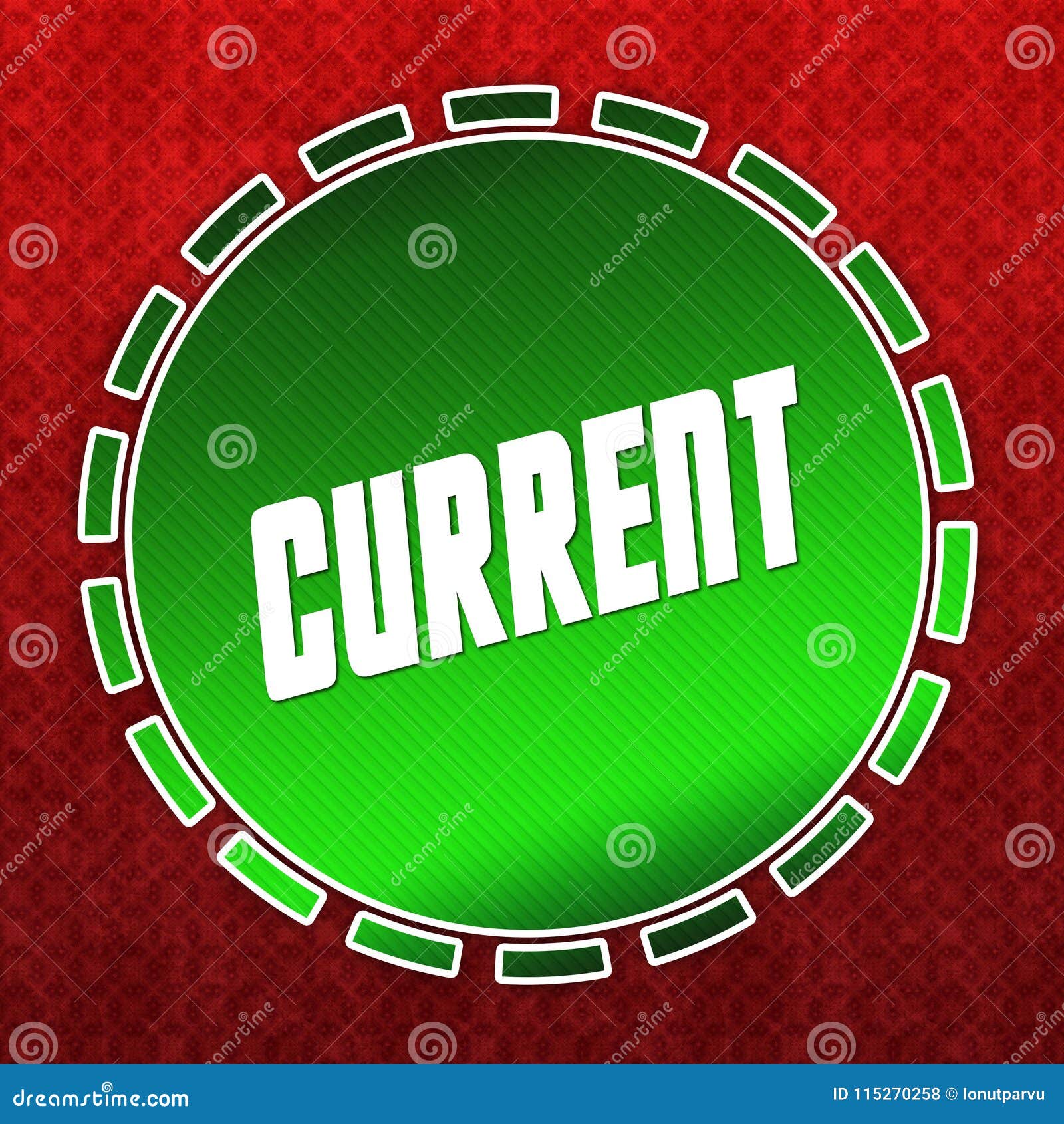 Green CURRENT Badge on Red Pattern Background. Stock Illustration ...