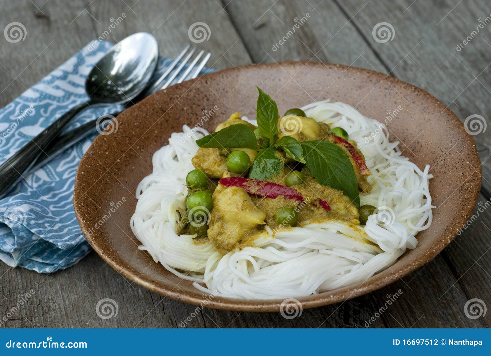 Green Curry with Rice Noodles Stock Photo - Image of chilli, dinner ...