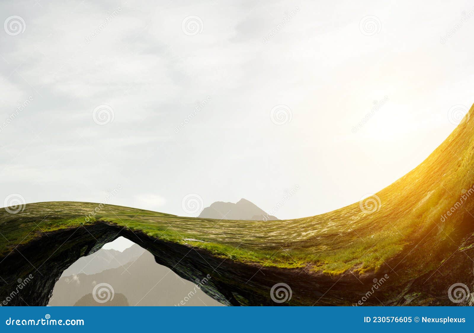 Green Curved Landscape with Grass Stock Image - Image of hill, world ...
